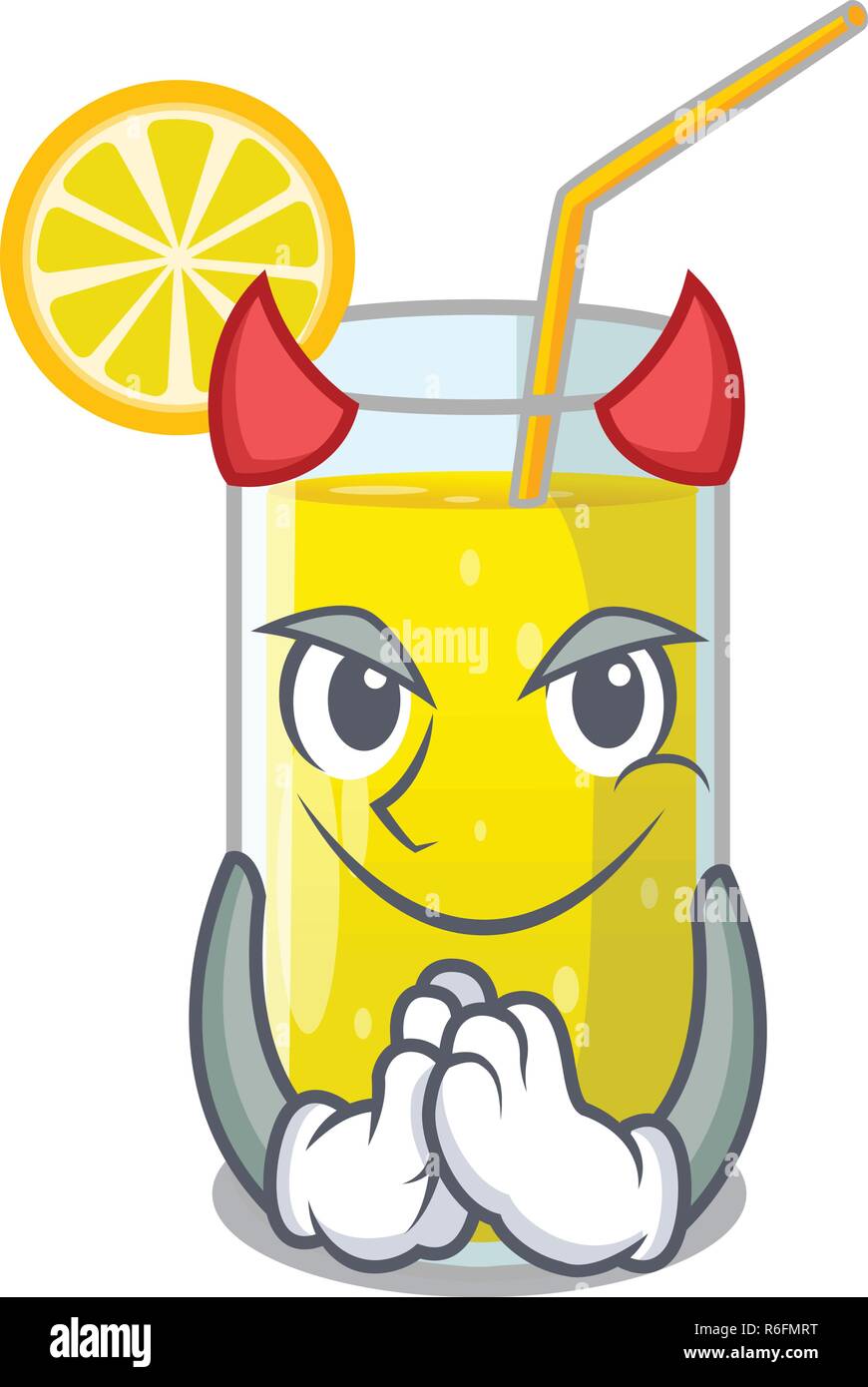 Devil lemon juice glass on character table vector illustration Stock ...