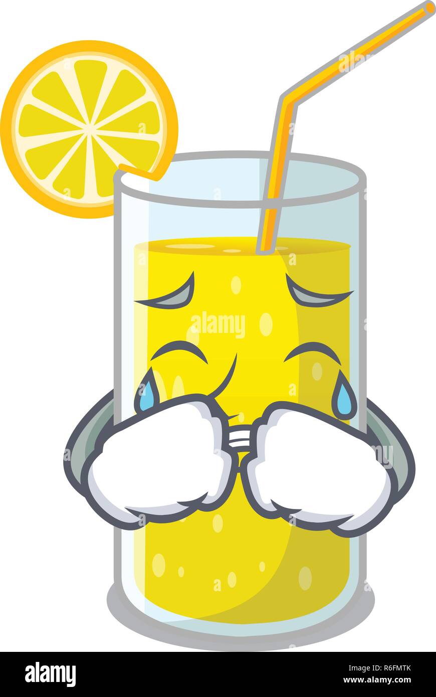 Crying lemon juice glass on character table vector illustration Stock ...