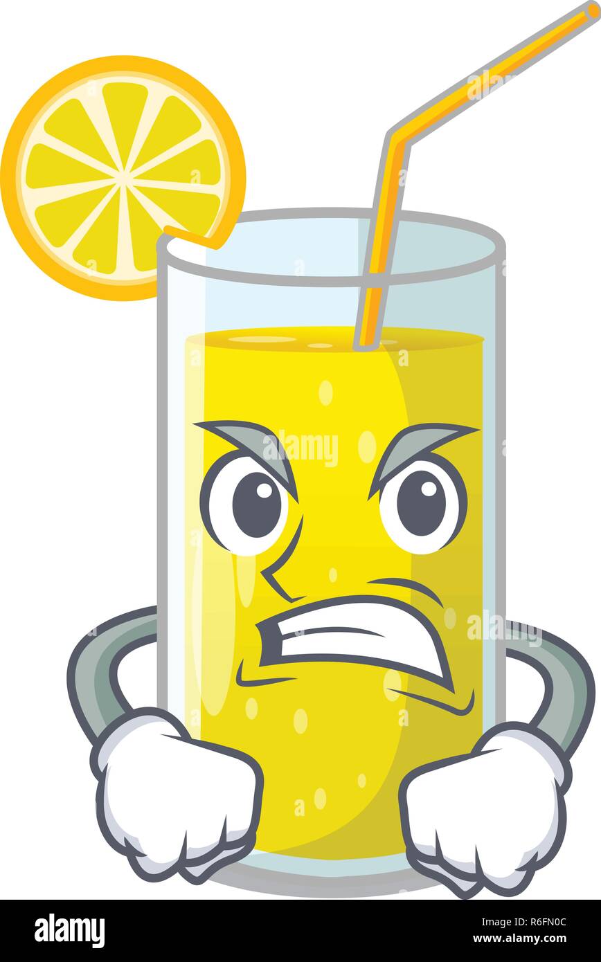 Angry lemon juice glass on character table vector illustration Stock ...