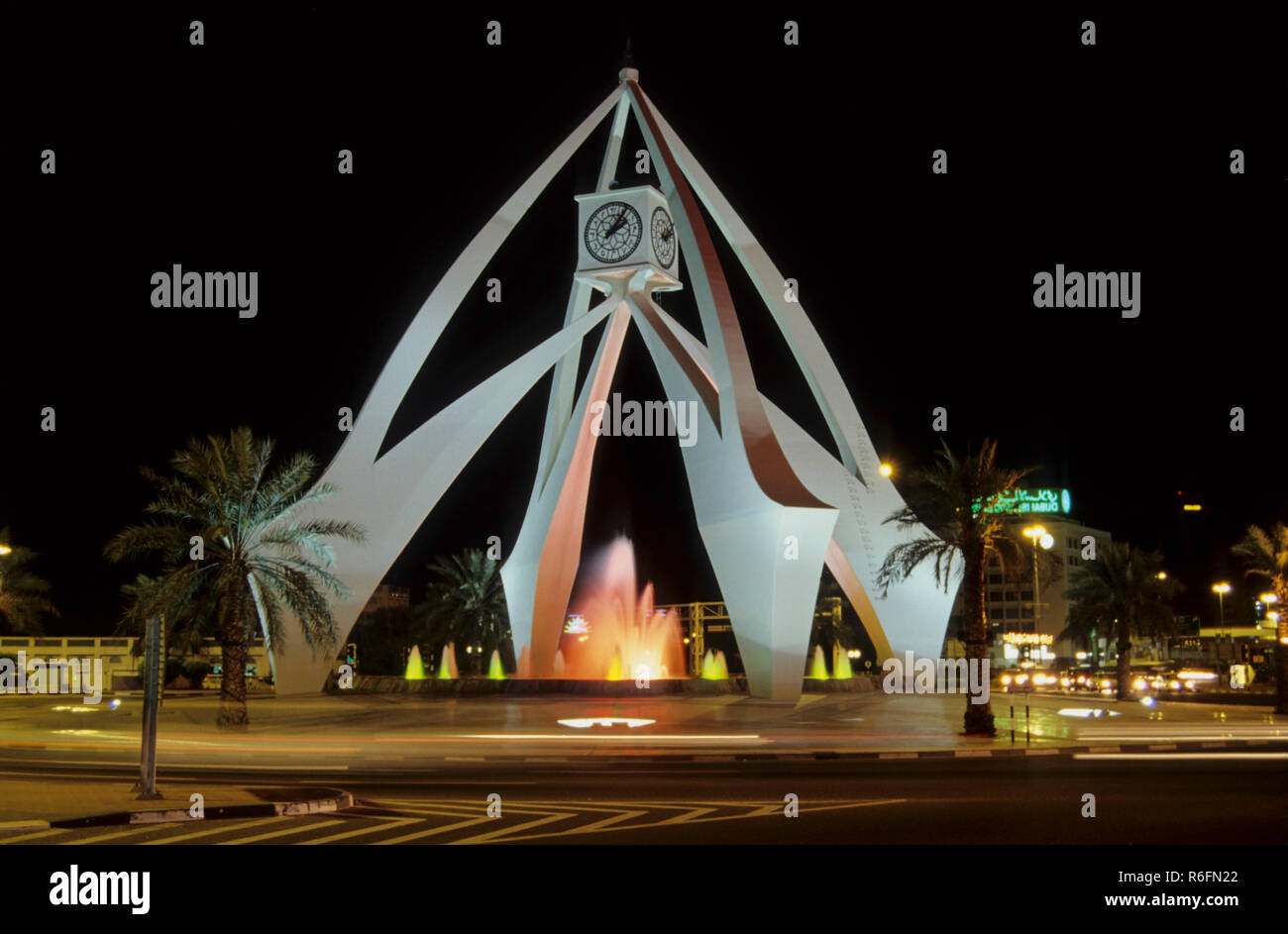 Clock Tower, Landmark of Dubai City, United Arab Emirates Stock Photo ...