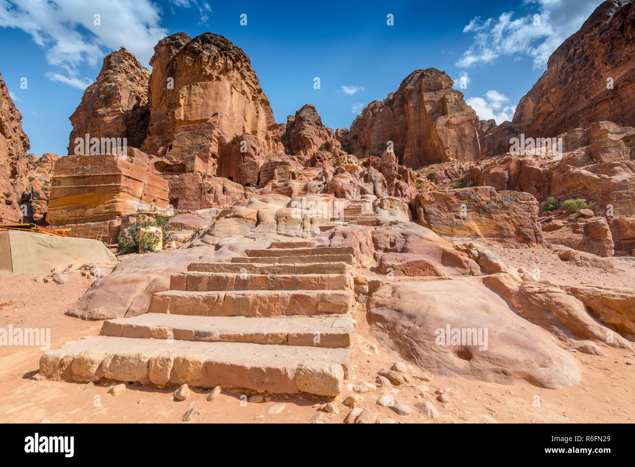 Stone Stairs Towards The High Place Of Sacrifice, Petra, Jordan Stock ...
