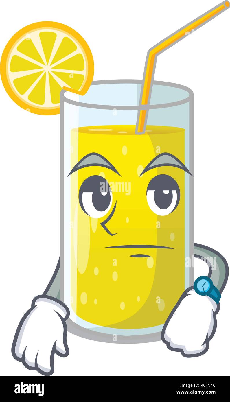 Waiting fresh lemon juice in glas cartoon vector illustration Stock ...