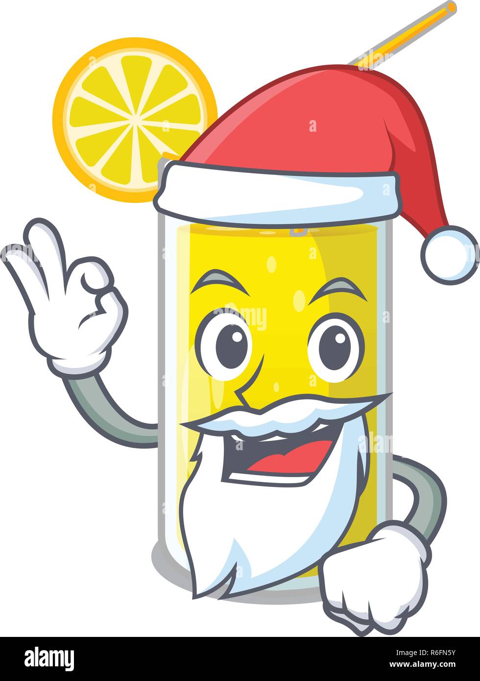 Santa fresh lemon juice in glas cartoon vector illustration Stock ...