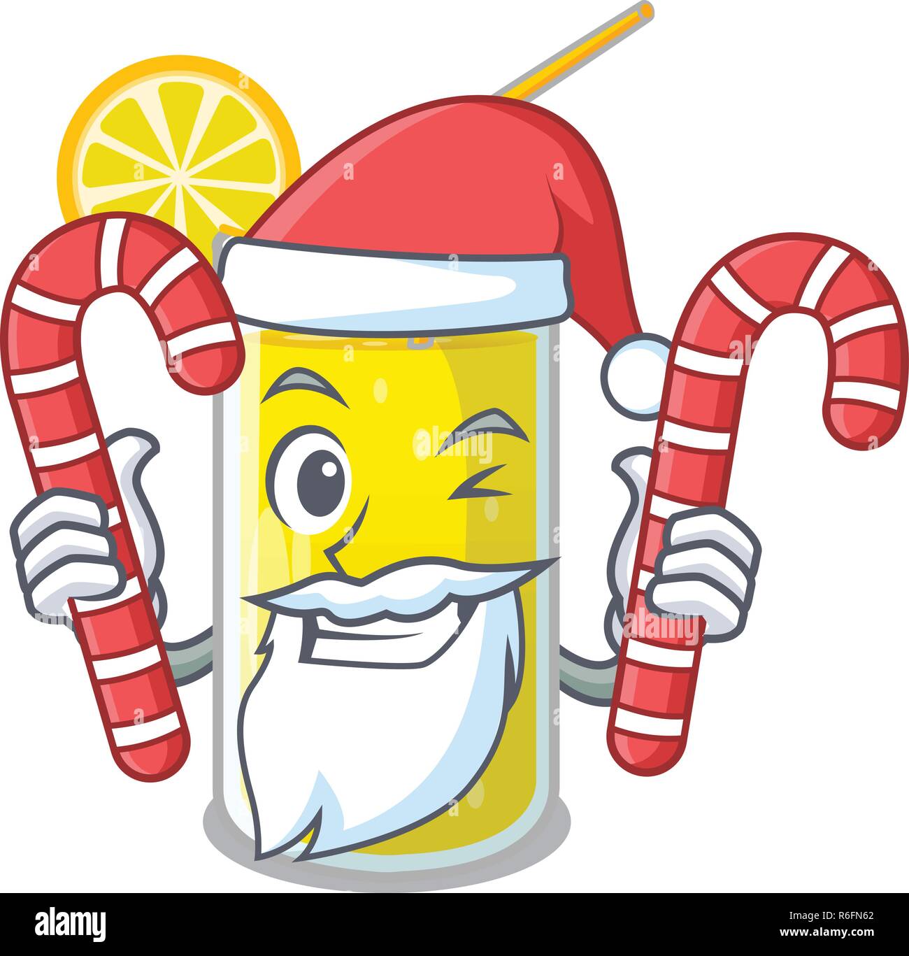 Santa with candy fresh lemon juice in glas cartoon vector illustration ...