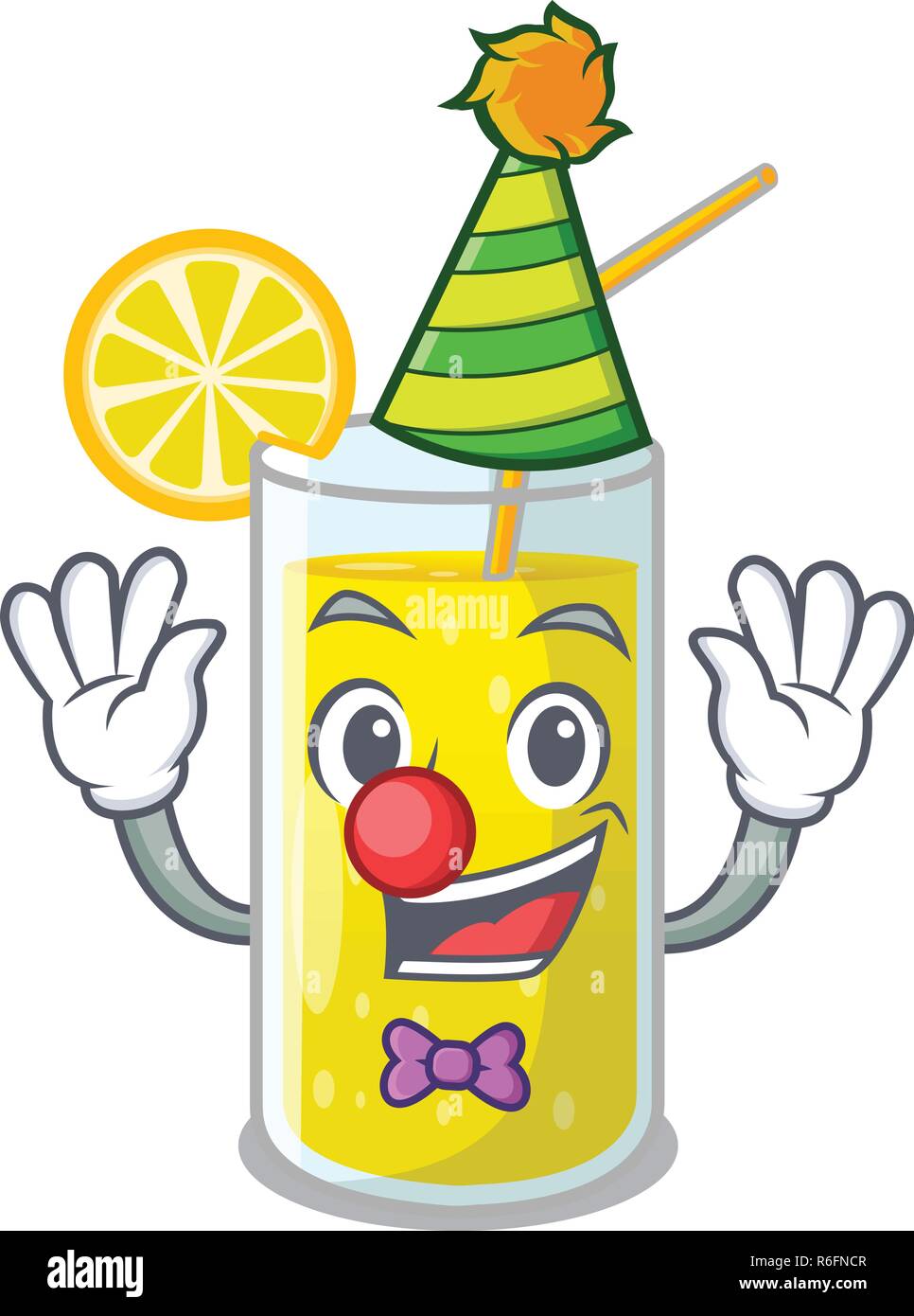 Clown fresh lemon juice in glas cartoon vector illustration Stock ...