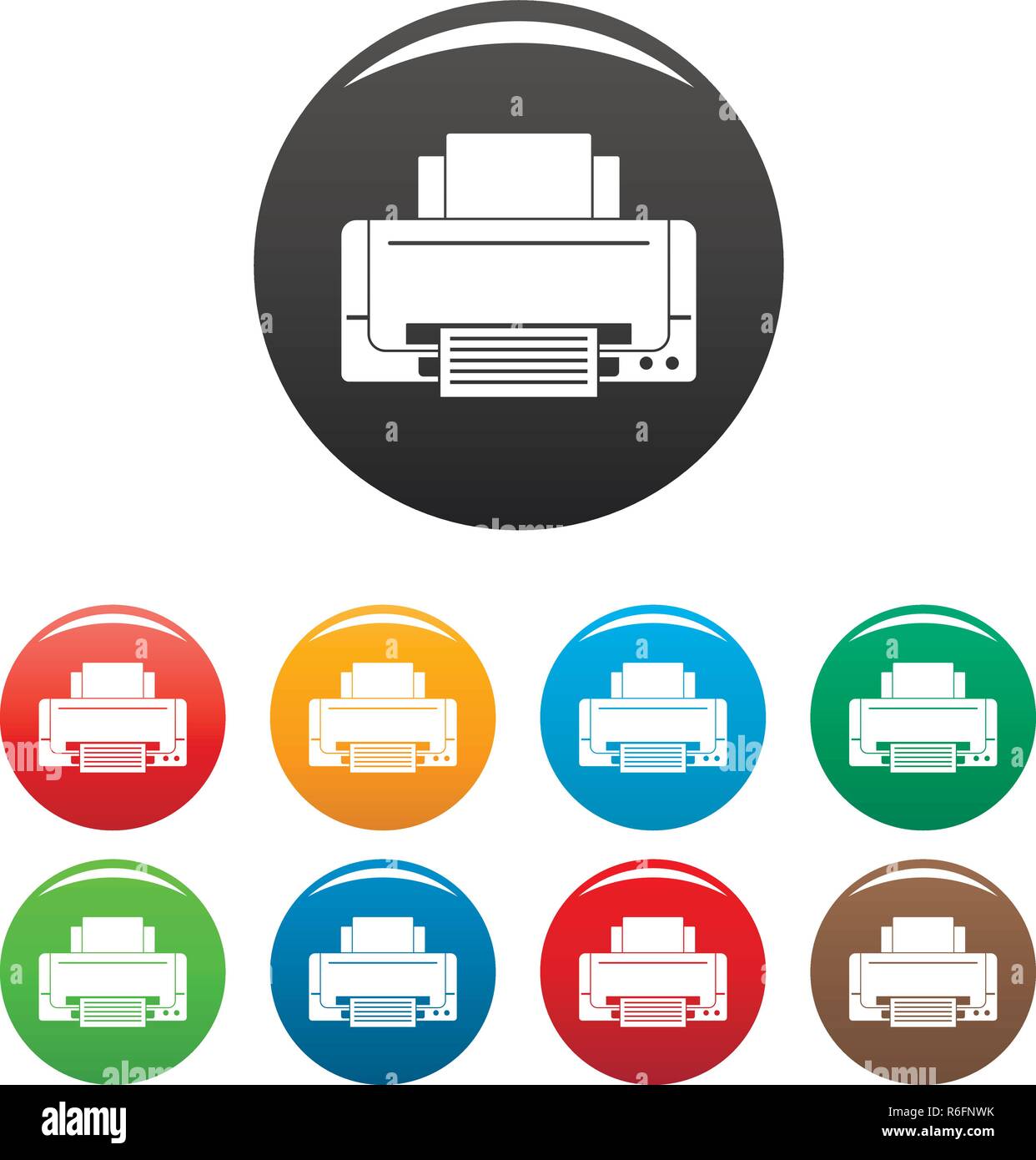 Inkjet printer icons set 9 color vector isolated on white for any ...