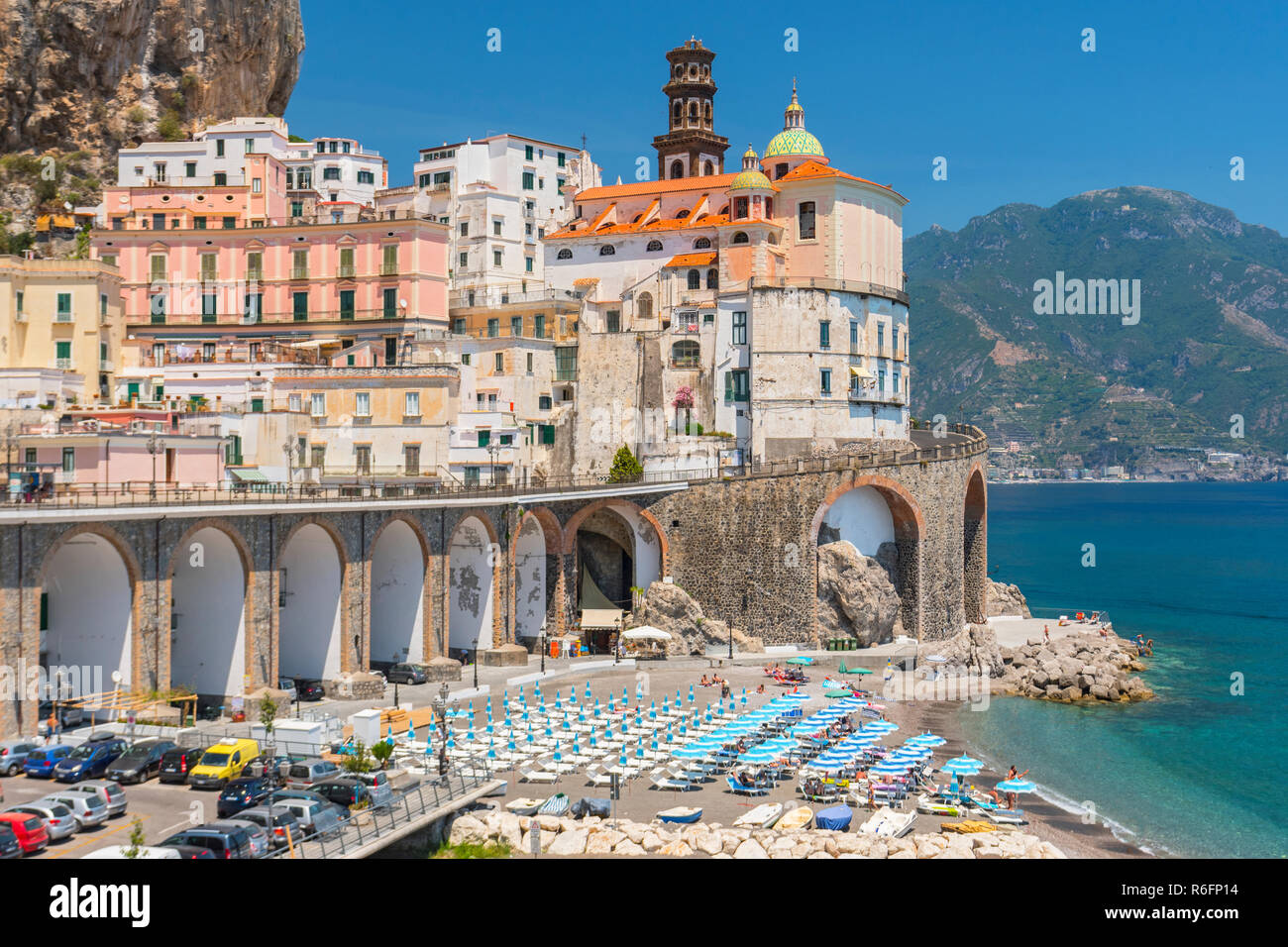 View Of The Beautiful Town Of Atrani At Famous Amalfi Coast With Gulf ...