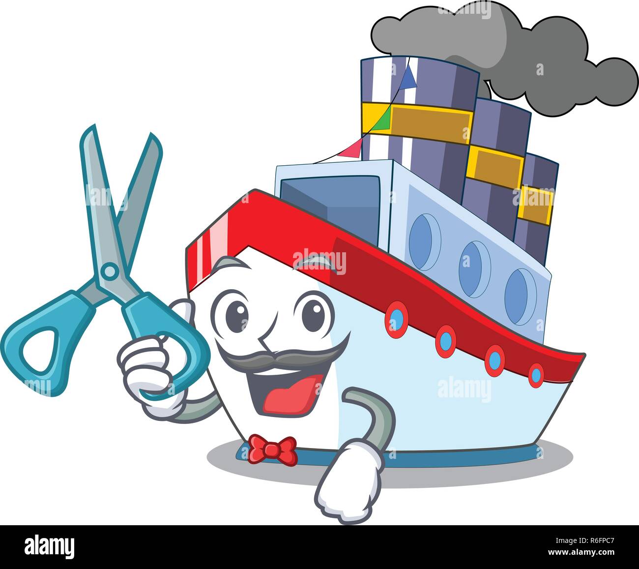 Barber ship in the transportation ocean mascot vector illustration ...