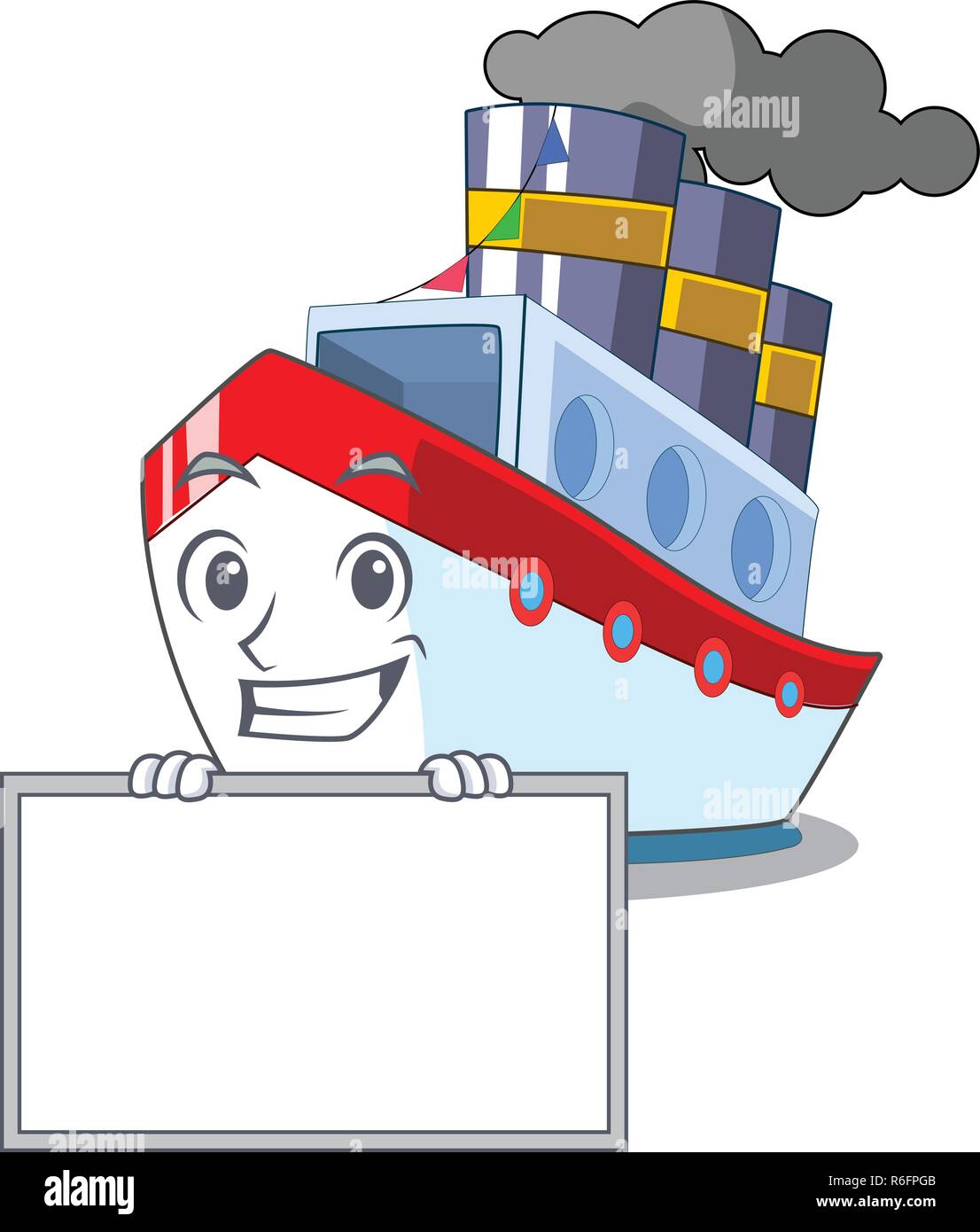 Grinning with board ship in the transportation ocean mascot vector ...