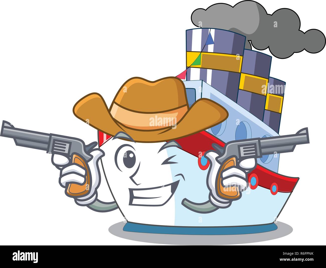 Cowboy ship in the transportation ocean mascot vector illustration ...