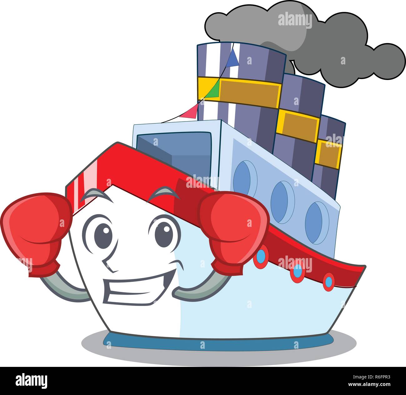Boxing ship in the transportation ocean mascot vector illustration ...