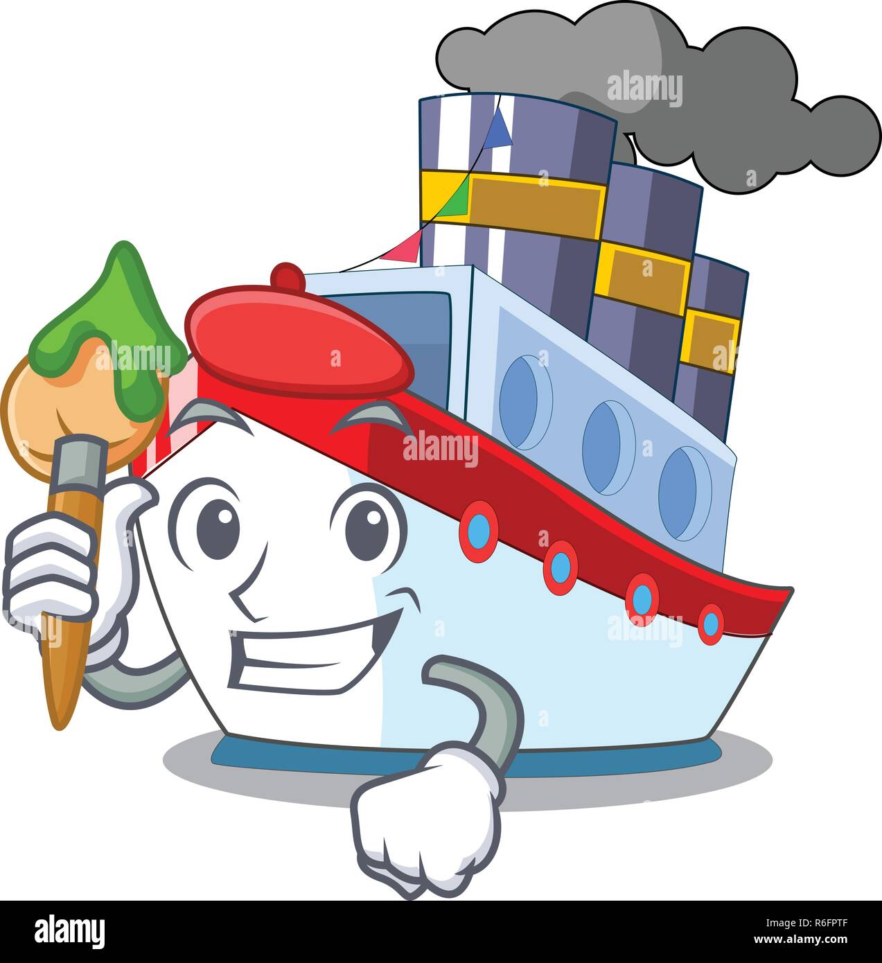 Artist ship in the transportation ocean mascot vector illustration ...