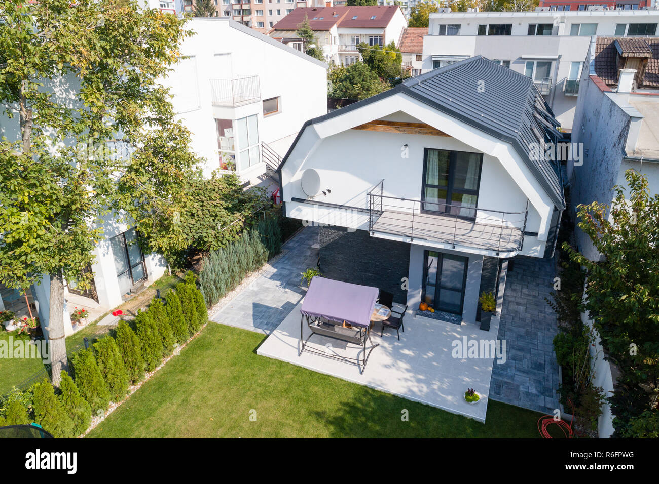 Aerial view of modern house Stock Photo - Alamy