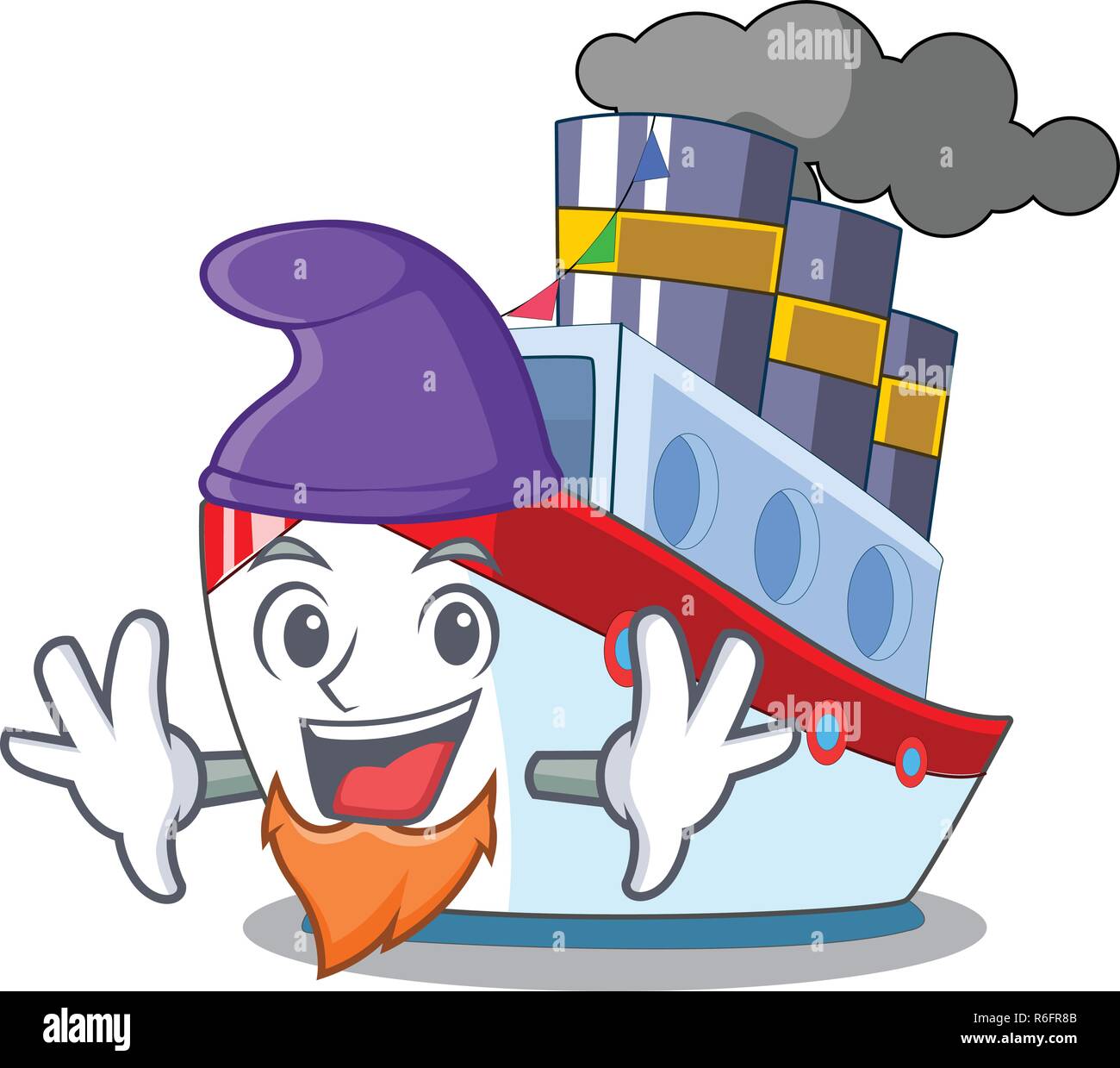 Elf ship in the transportation ocean mascot vector illustration Stock ...