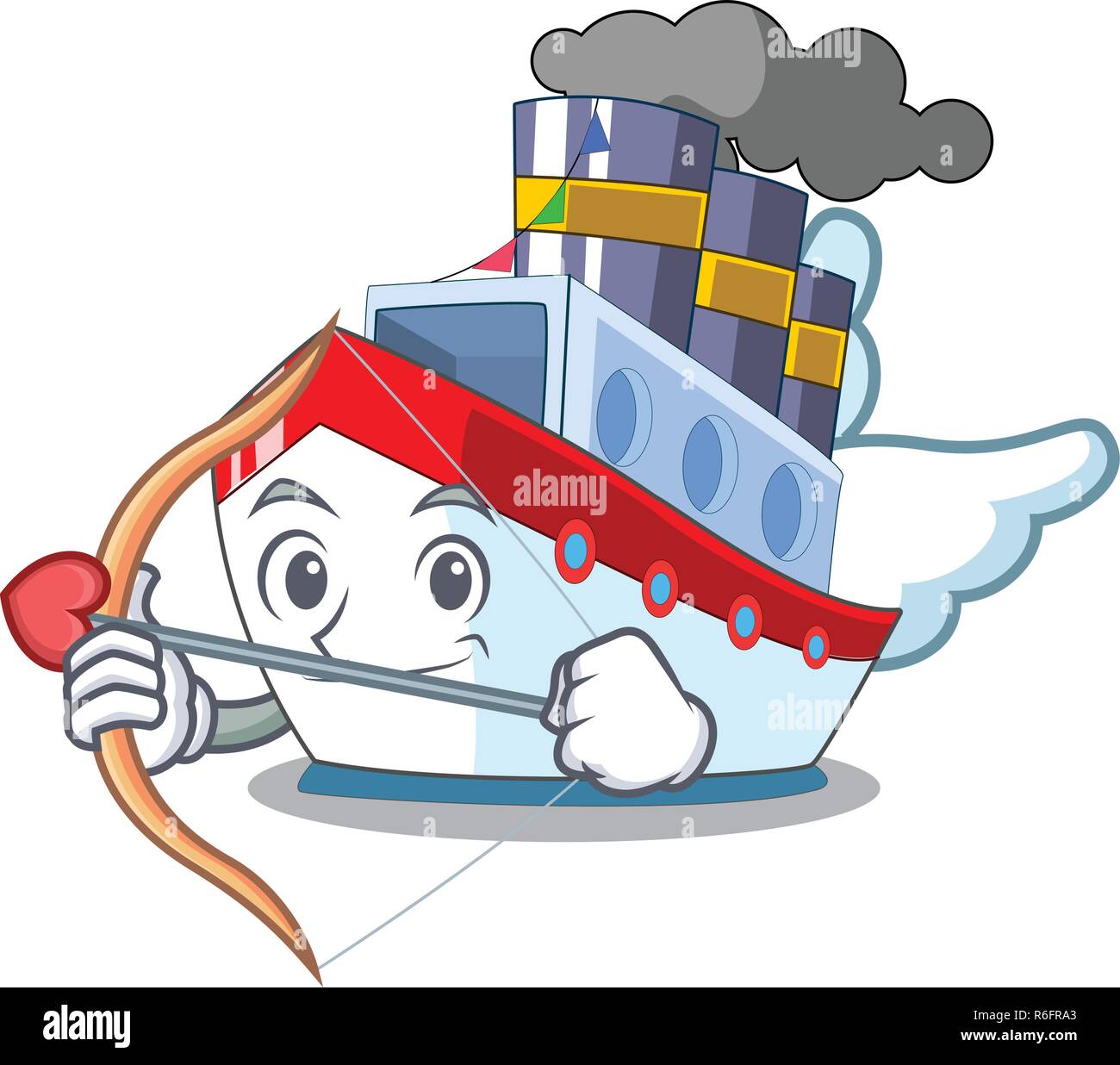 Cupid ship in the transportation ocean mascot vector illustration Stock ...