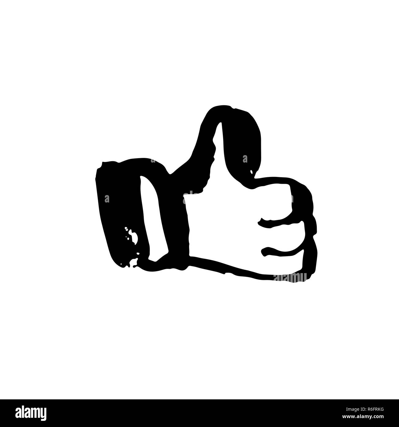 Like icon. Grunge flat style. Like symbol. Vector brush ink ...