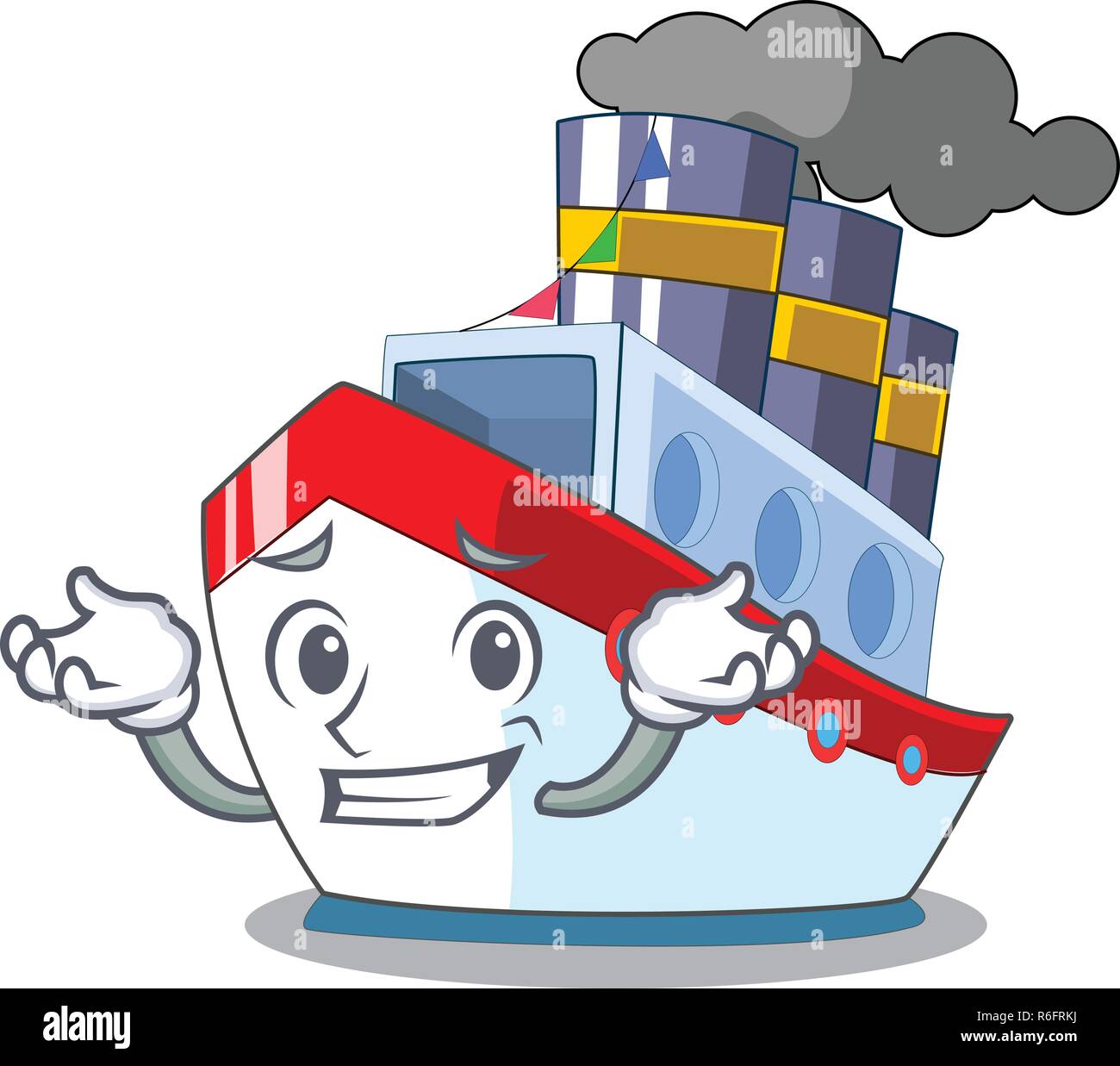Grinning aerial in cartoon cargo ship view vector illustration Stock ...