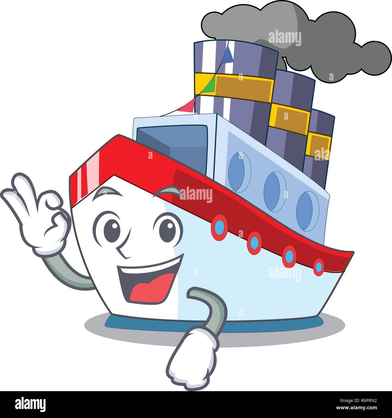 Okay aerial in cartoon cargo ship view vector illustration Stock Vector ...