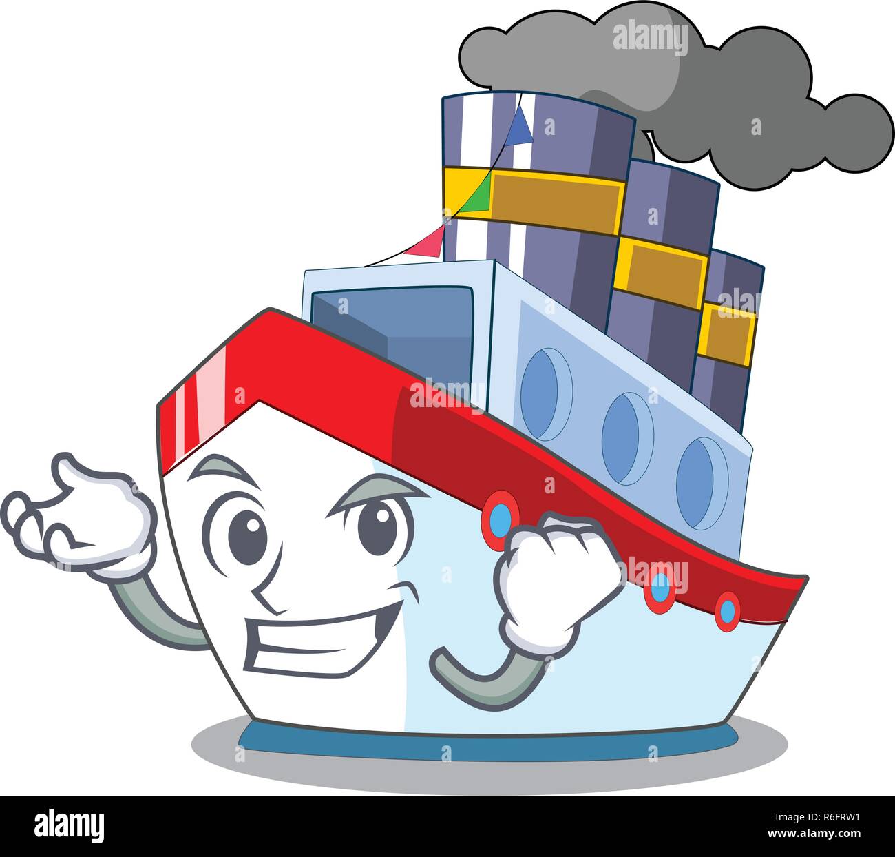 Successful aerial in cartoon cargo ship view vector illustration Stock ...