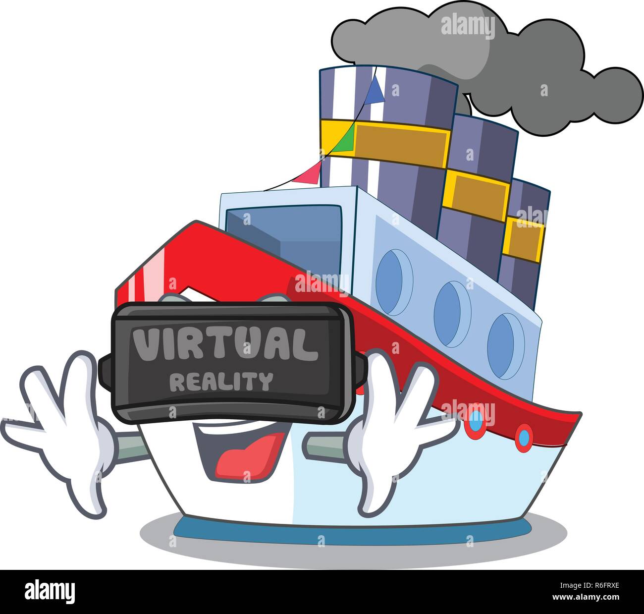 Virtual reality luxury character ship sailing to port vector ...