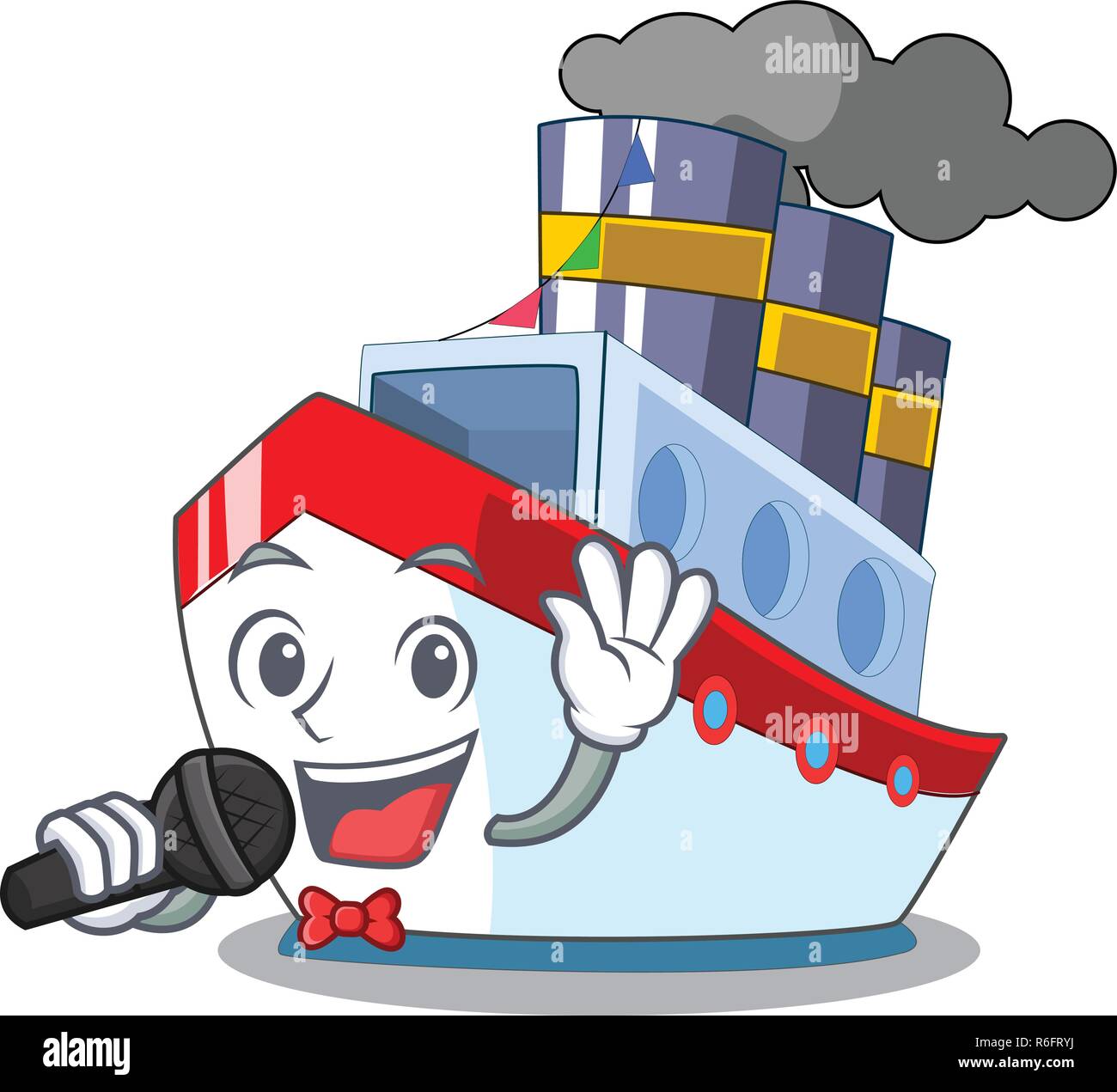 Singing luxury character ship sailing to port vector illustration Stock ...