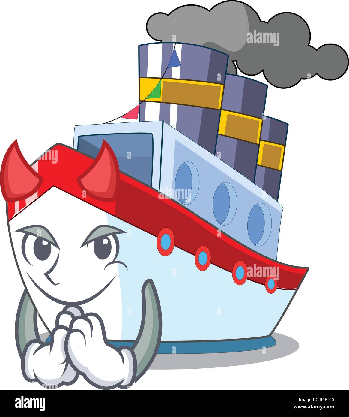 Devil luxury character ship sailing to port vector illustration Stock ...