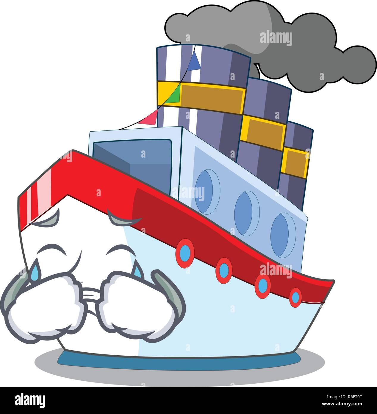Crying luxury character ship sailing to port vector illustration Stock ...