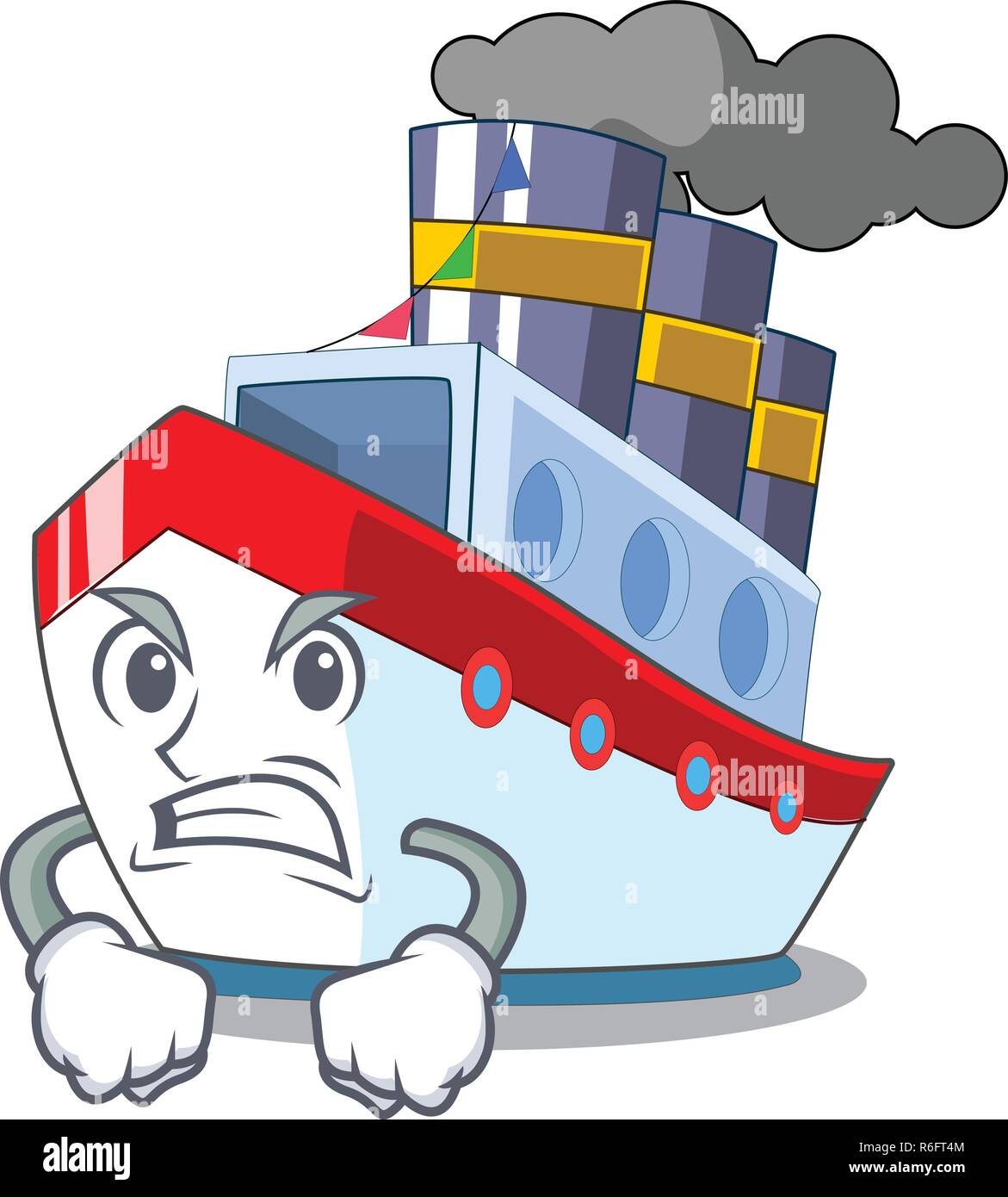 Angry luxury character ship sailing to port vector illustration Stock ...