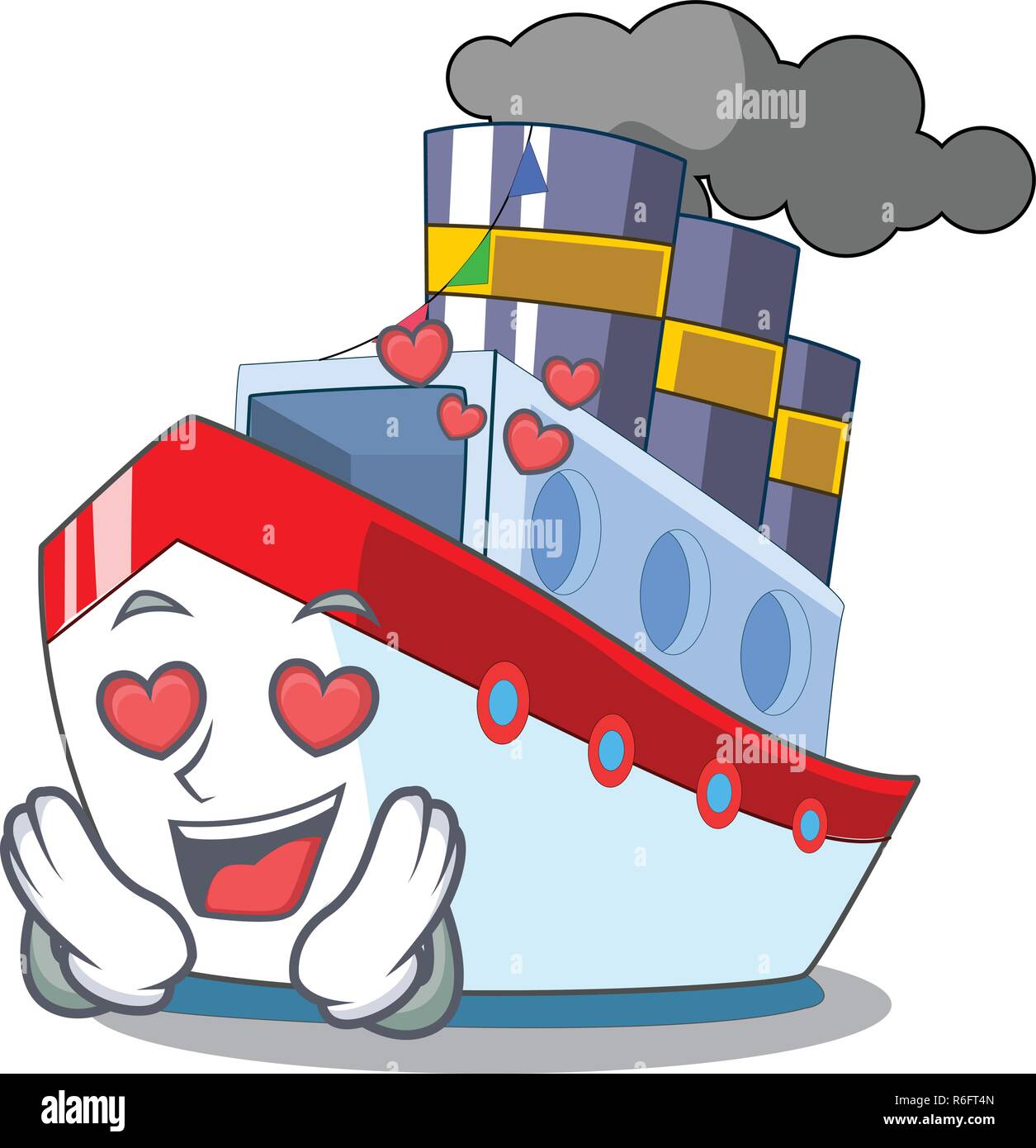 In love luxury character ship sailing to port vector illustration Stock ...
