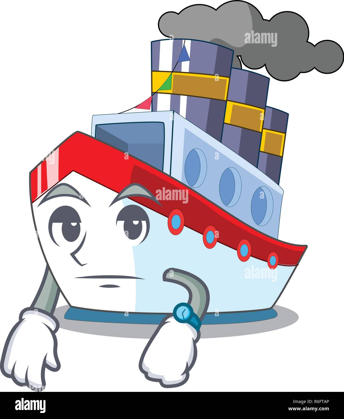 Waiting ship contener a in shape cartoon vector illustration Stock ...