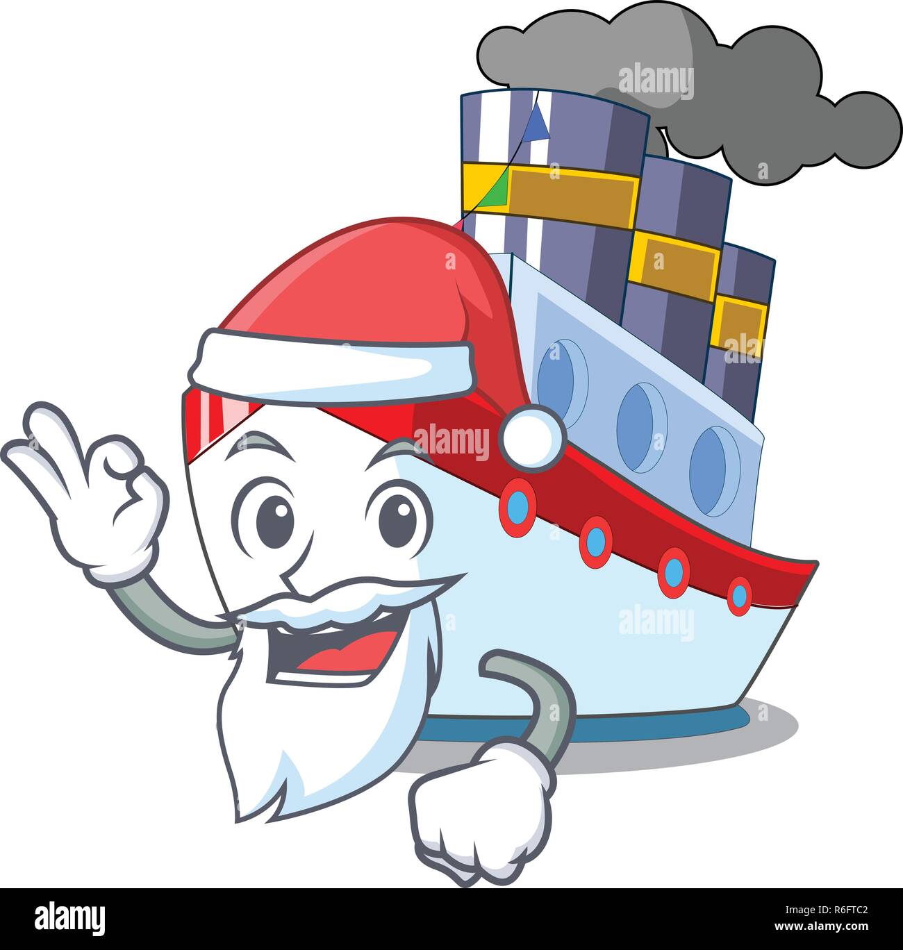 Santa ship contener a in shape cartoon vector illustration Stock Vector ...