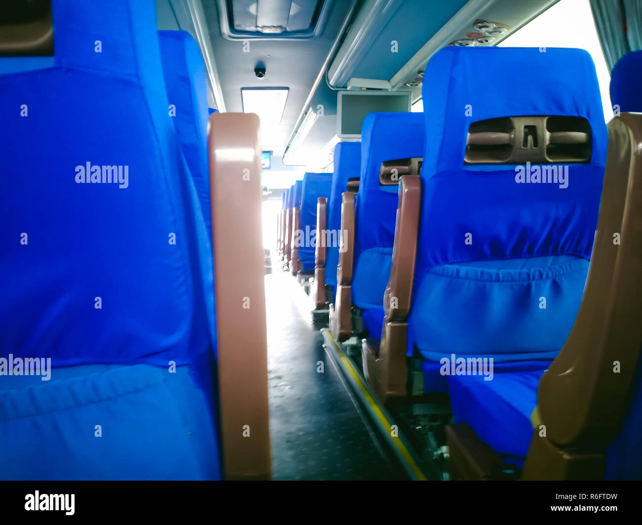 Blue Salon tourist bus transport Stock Photo - Alamy