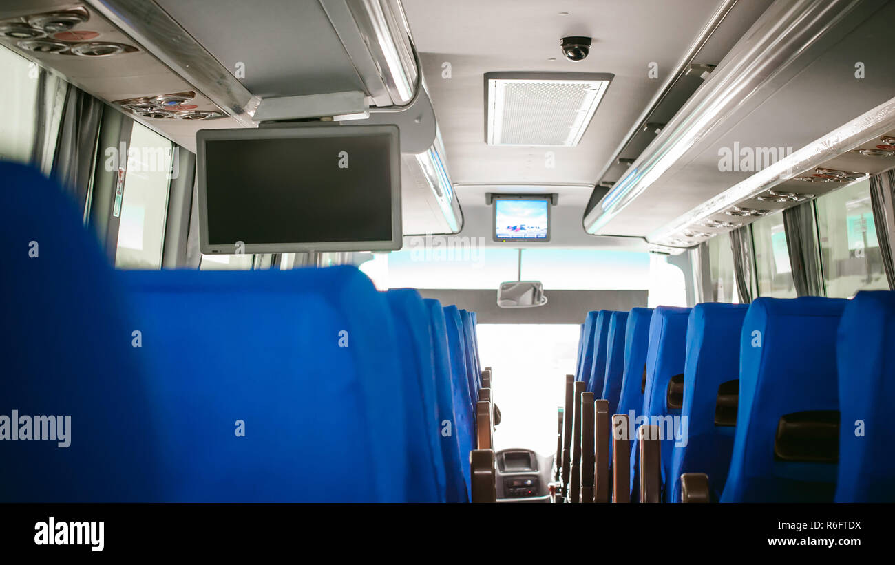 Blue Salon tourist bus transport. advertising space on the monitor ...