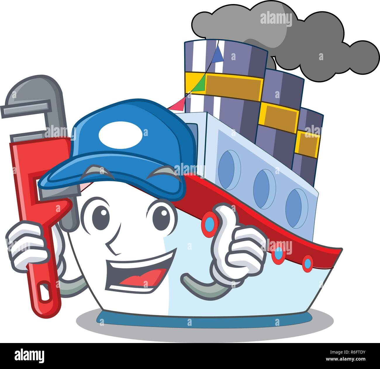 Plumber ship contener a in shape cartoon vector illustration Stock ...