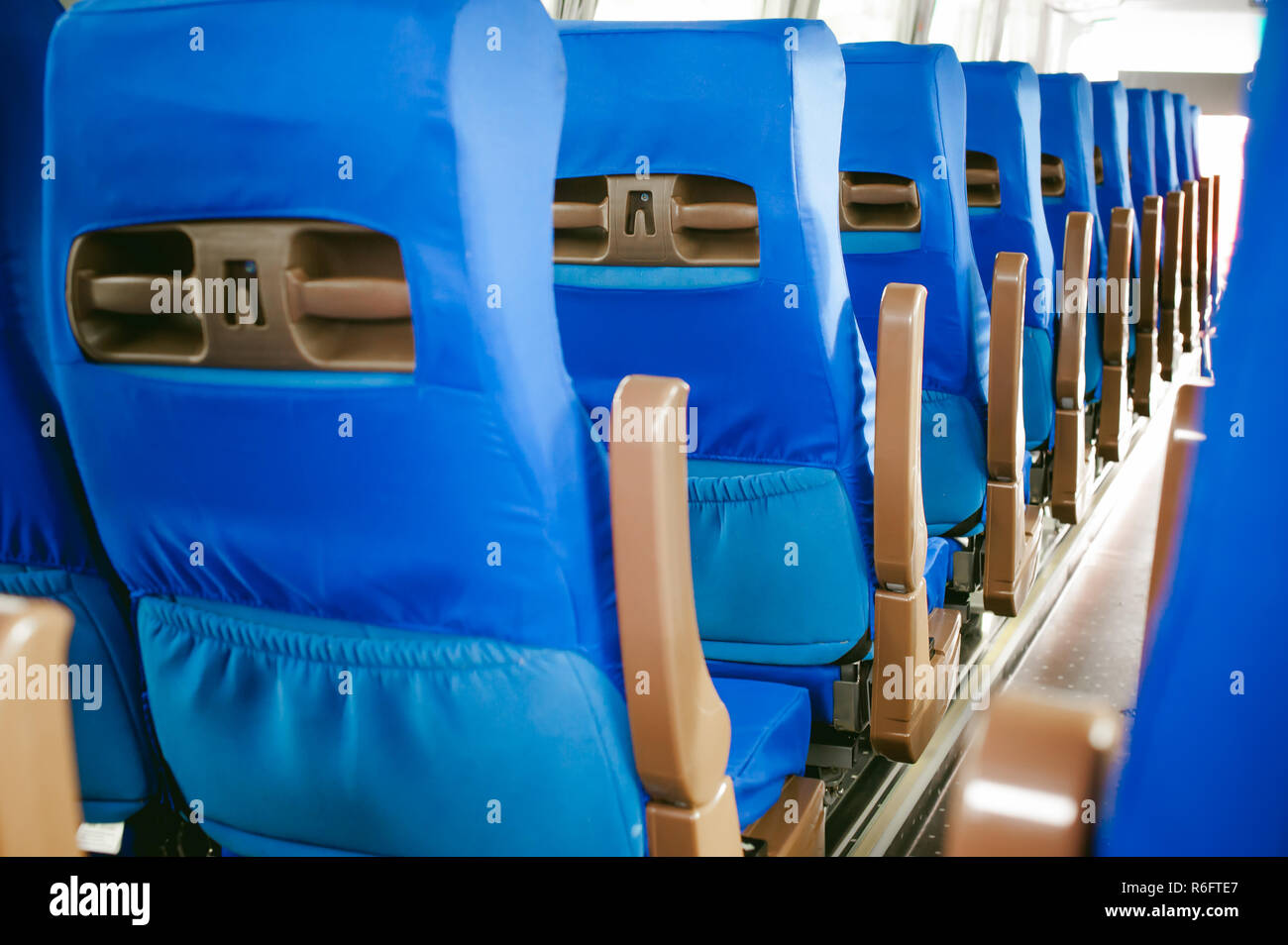 Blue Salon tourist bus transport Stock Photo - Alamy