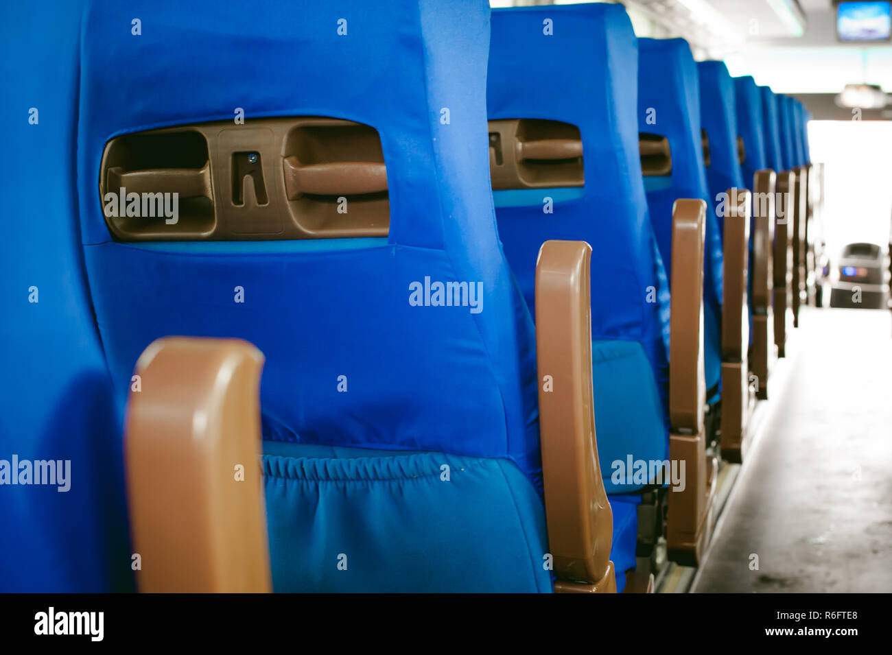 Blue Salon tourist bus transport Stock Photo - Alamy