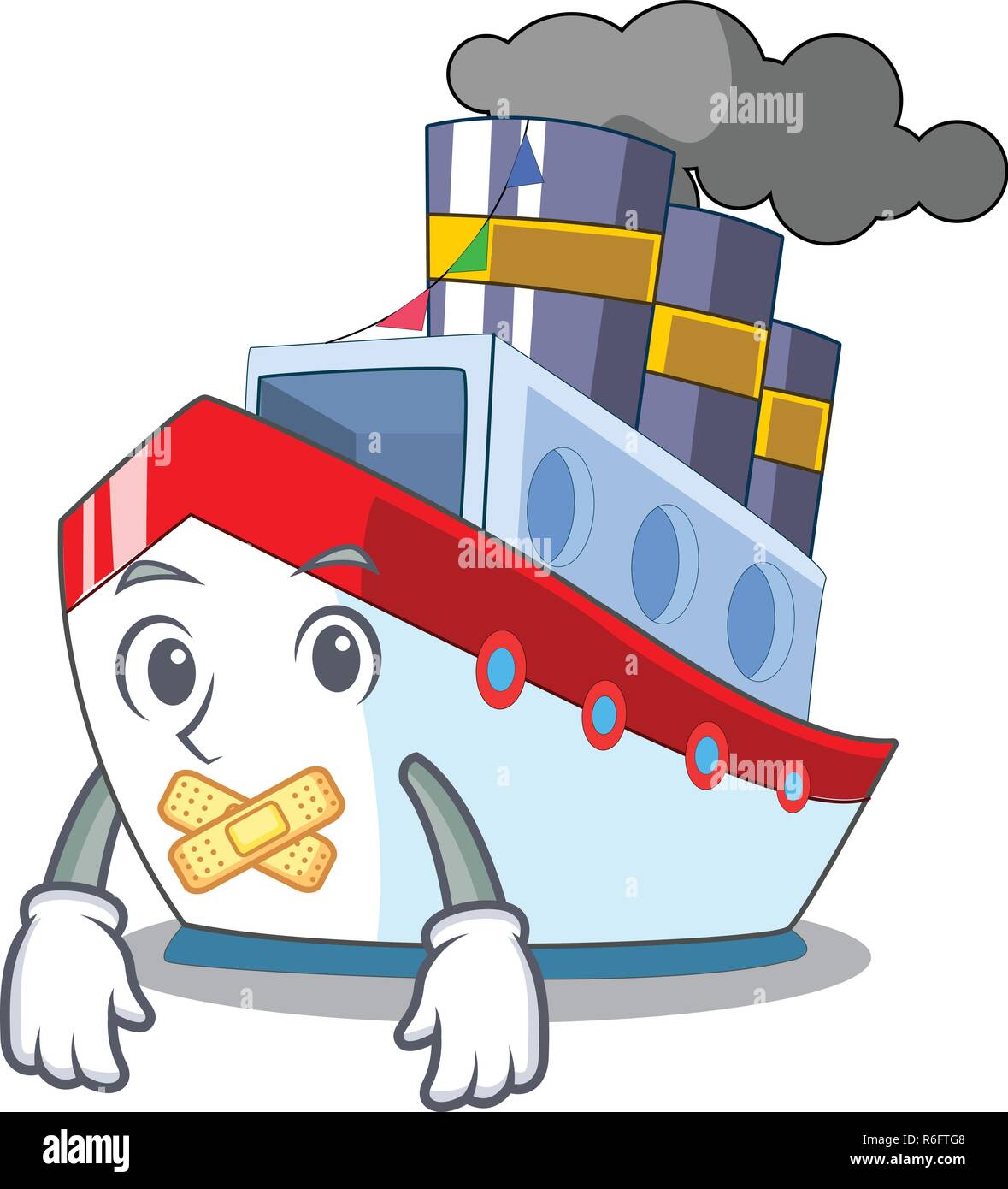 Cartoon illustration funny container ship Stock Vector Images - Alamy