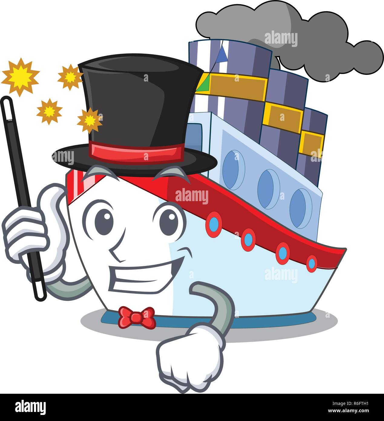 Magician ship contener a in shape cartoon vector illustration Stock ...