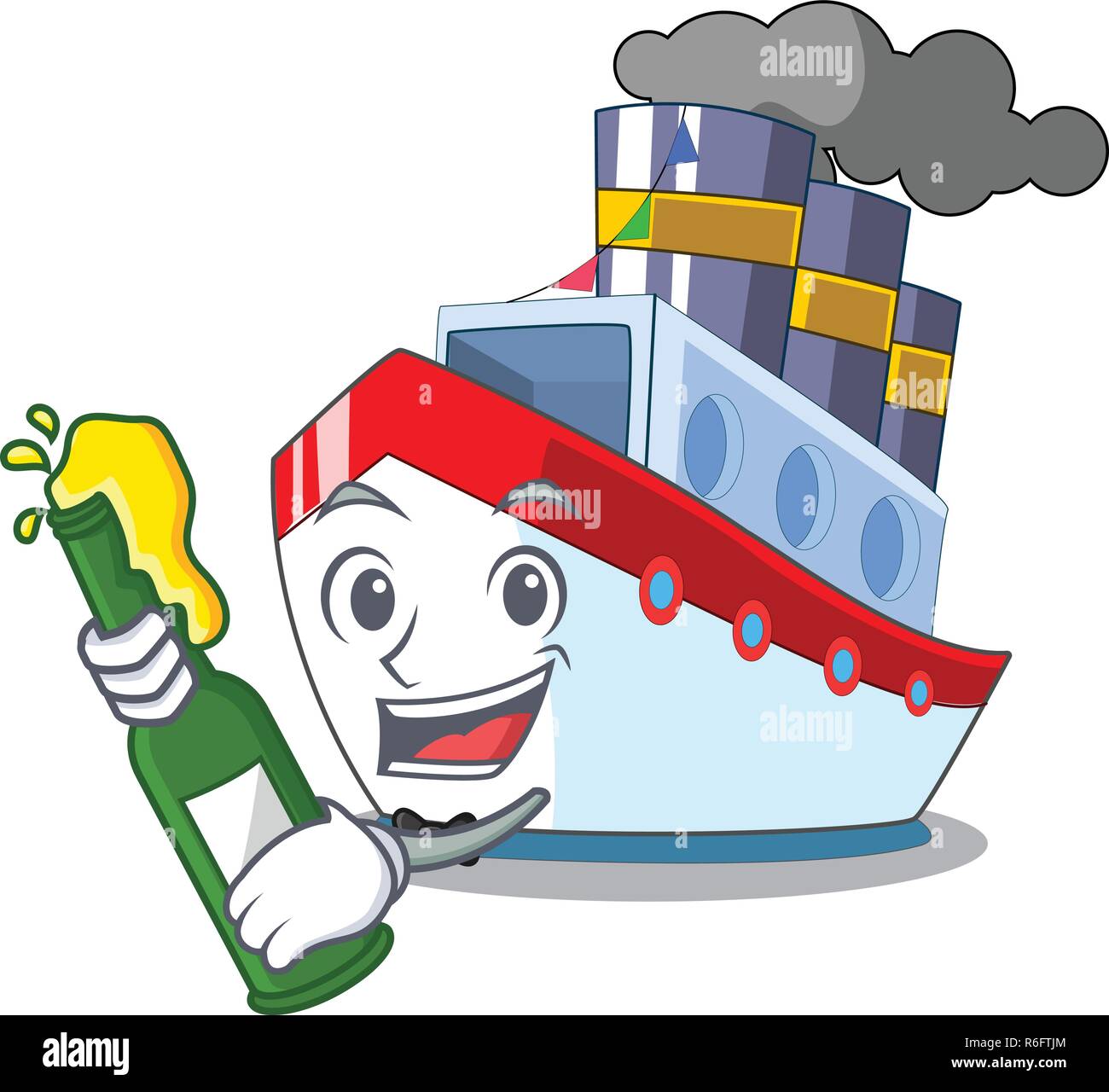 With beer ship contener a in shape cartoon vector illustration Stock ...