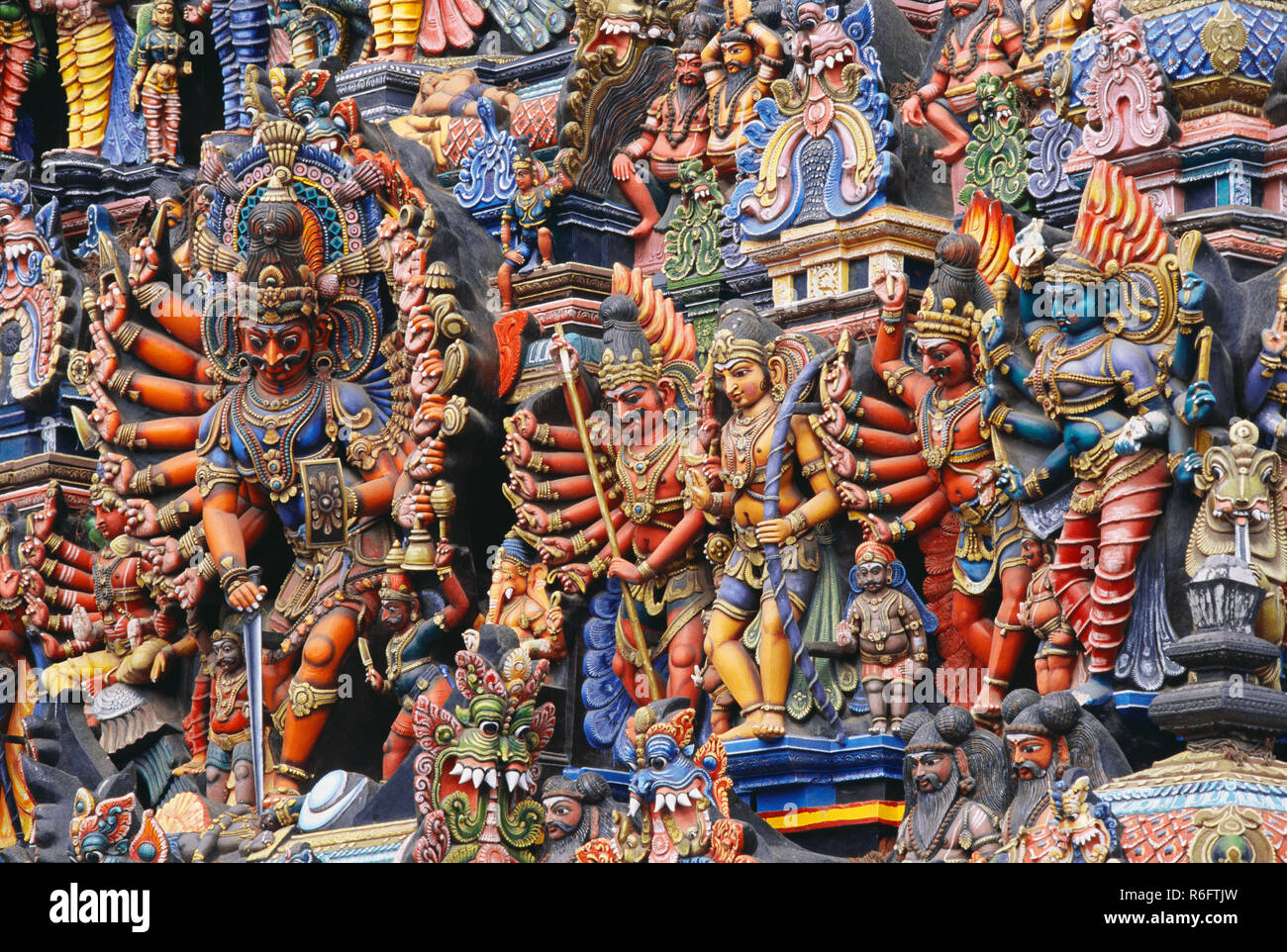 stucco figures on Sri Meenakshi Temple, Madurai, Tamil Nadu, India ...