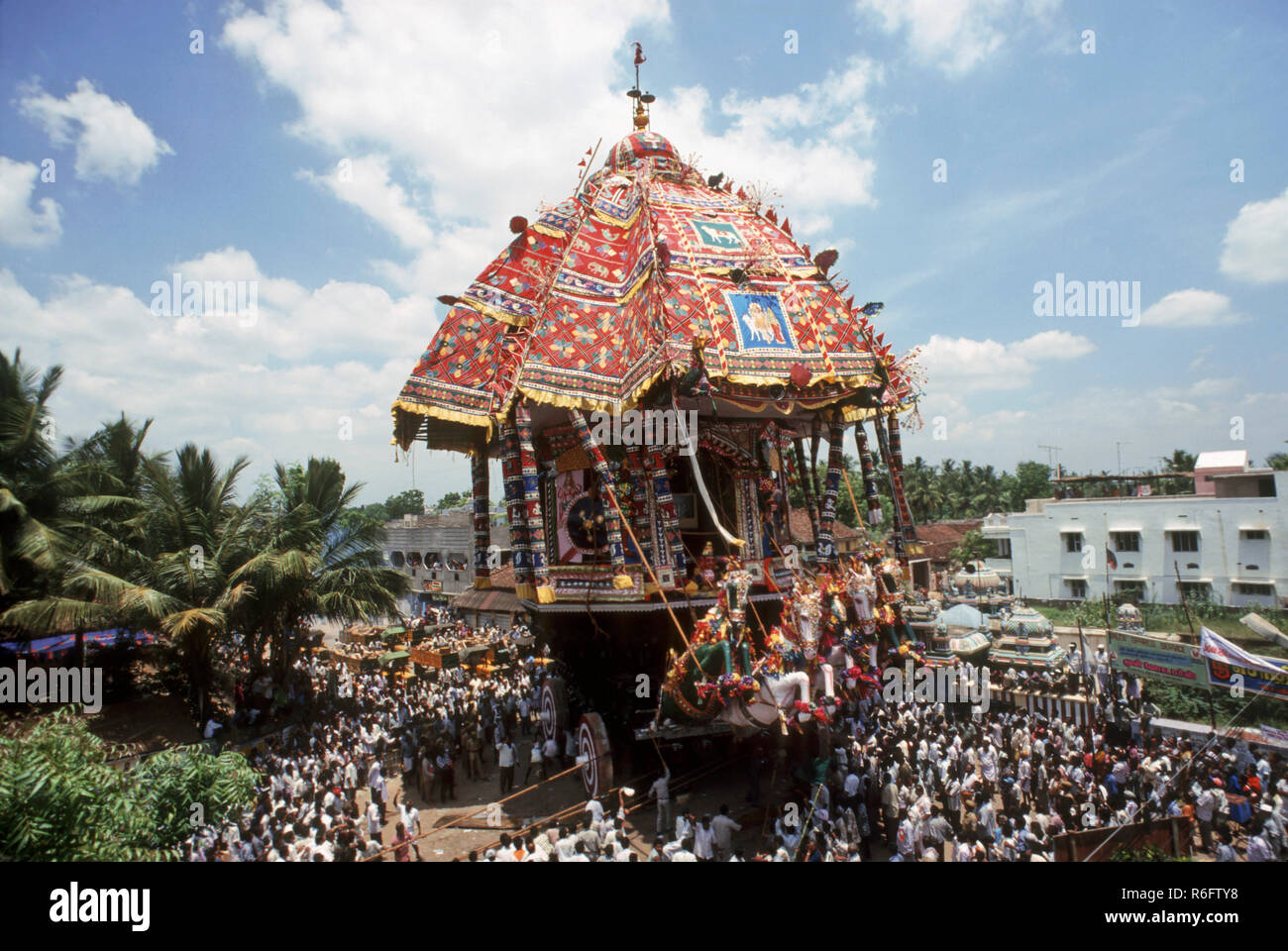 temple car (chariot) festival at thiruvarur, tamilnadu, india Stock ...