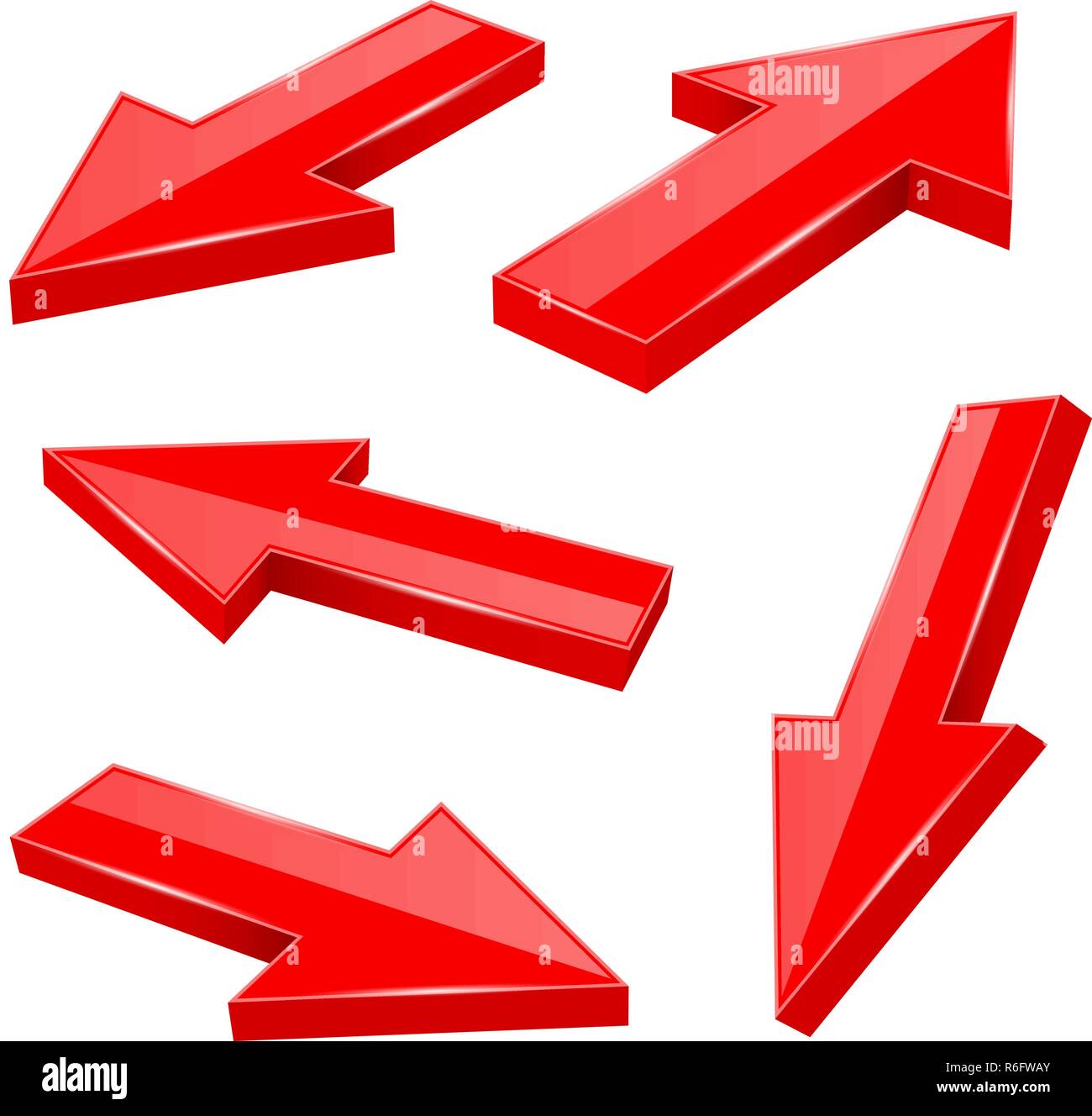 Red arrows. Straight shiny 3d icons Stock Vector Image & Art - Alamy