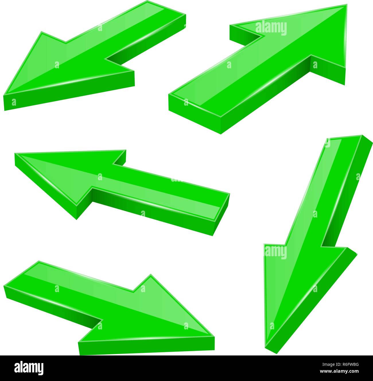 Green arrows. Straight shiny 3d icons Stock Vector Image & Art - Alamy