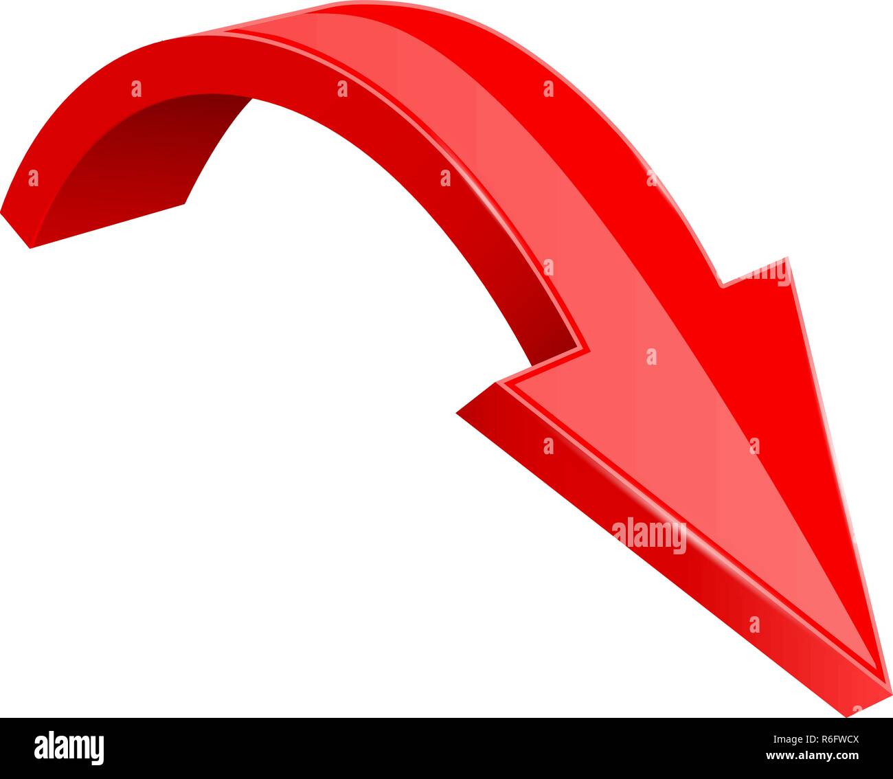 Red 3d arrow. Down shiny icon Stock Vector Image & Art - Alamy