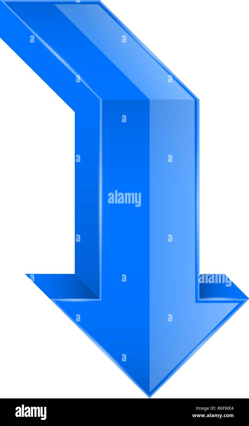 Blue DOWN arrow. 3d icon Stock Vector Image & Art - Alamy