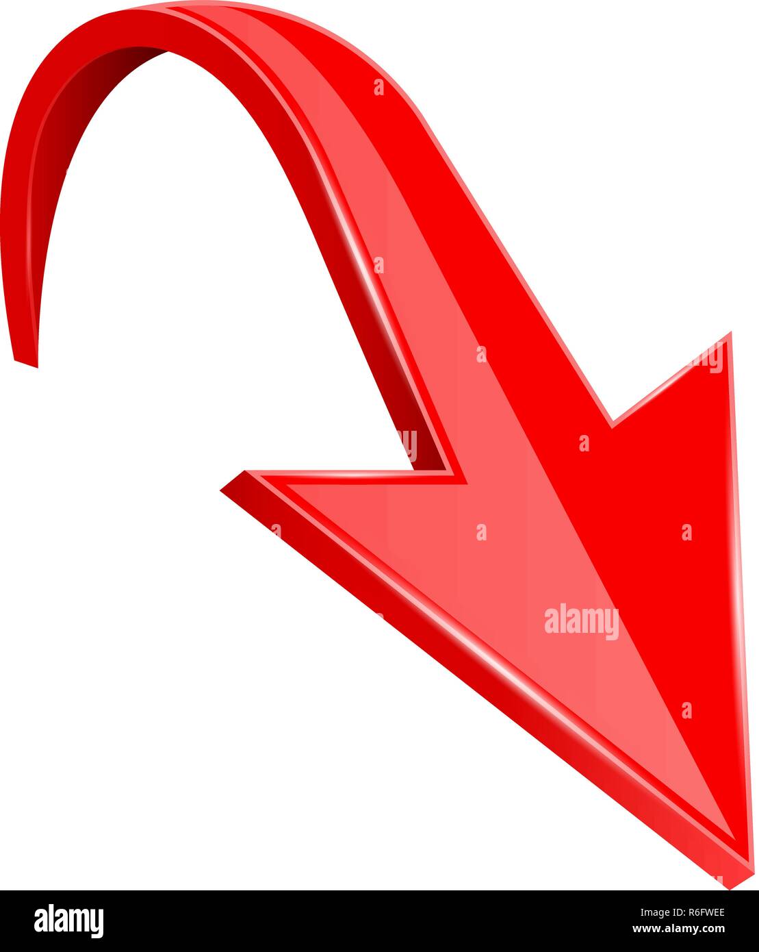 Red 3d arrow. Down shiny icon Stock Vector Image & Art - Alamy