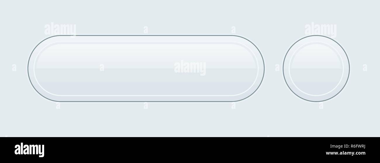White interface buttons. Set of oval and round 3d icons Stock Vector Image & Art - Alamy
