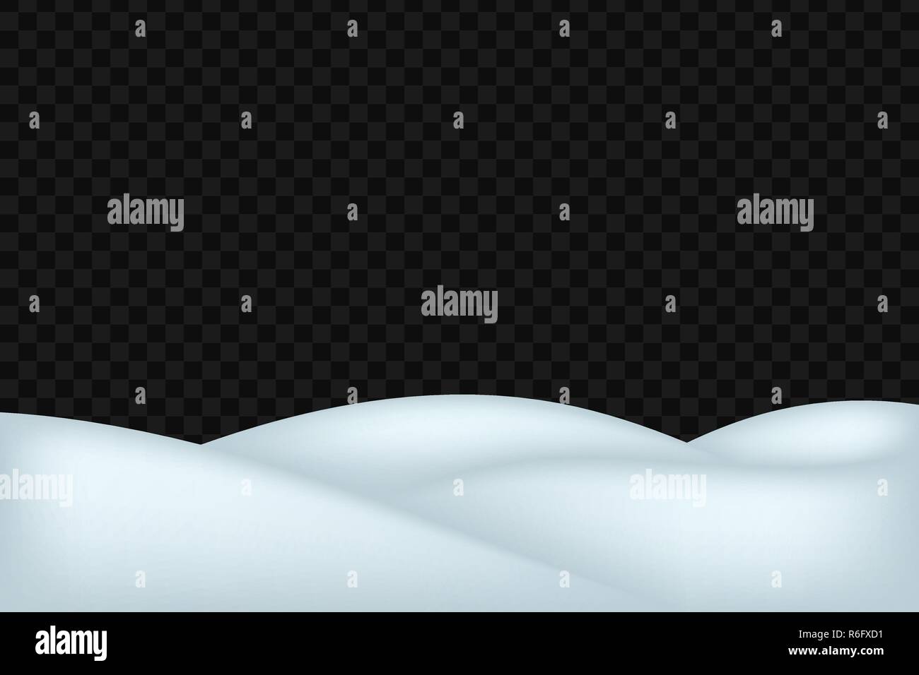 Snow landscape isolated on dark transparent background. winter ...