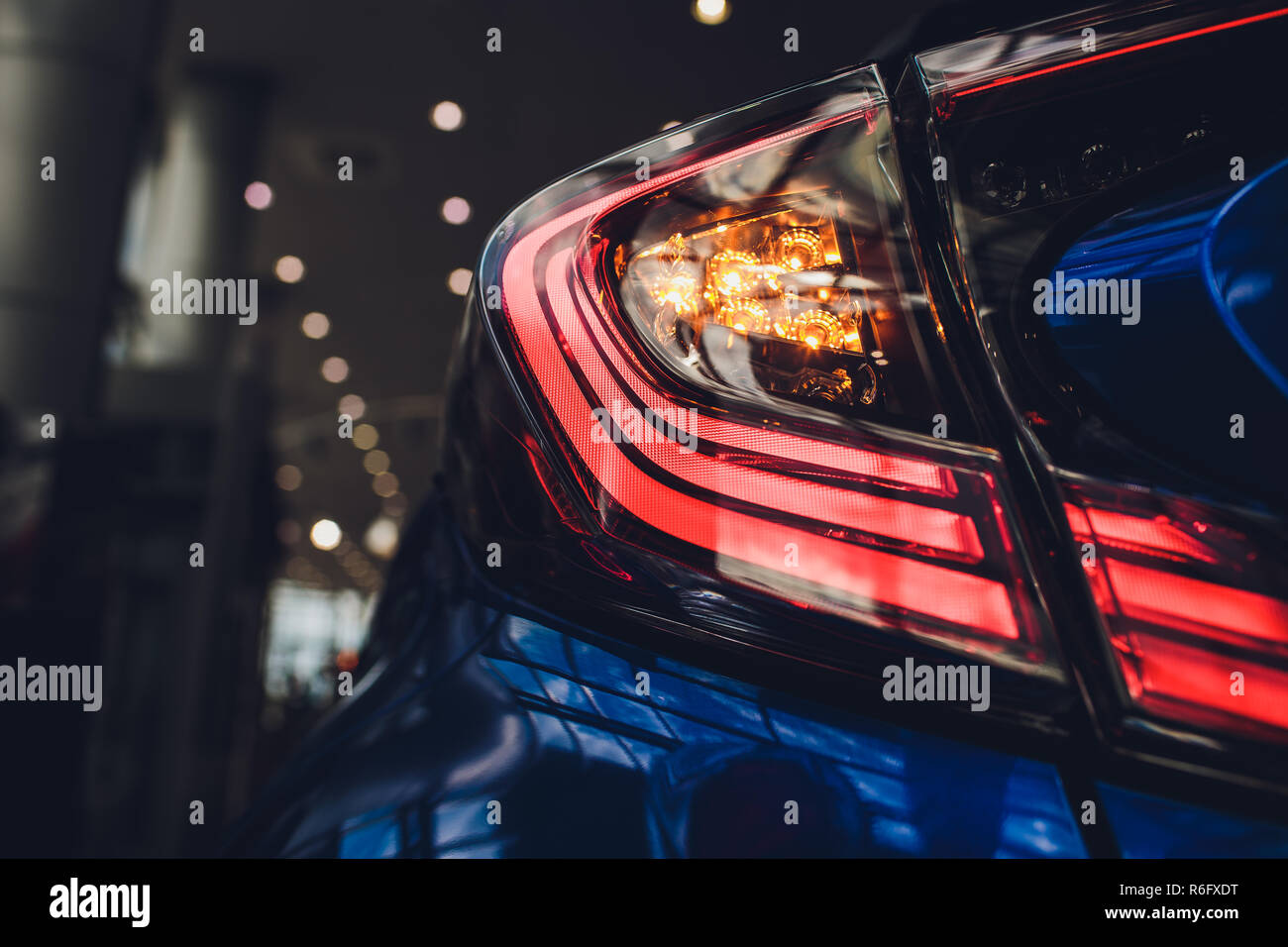 Closeup taillight on back blue hi-res stock photography and images - Alamy
