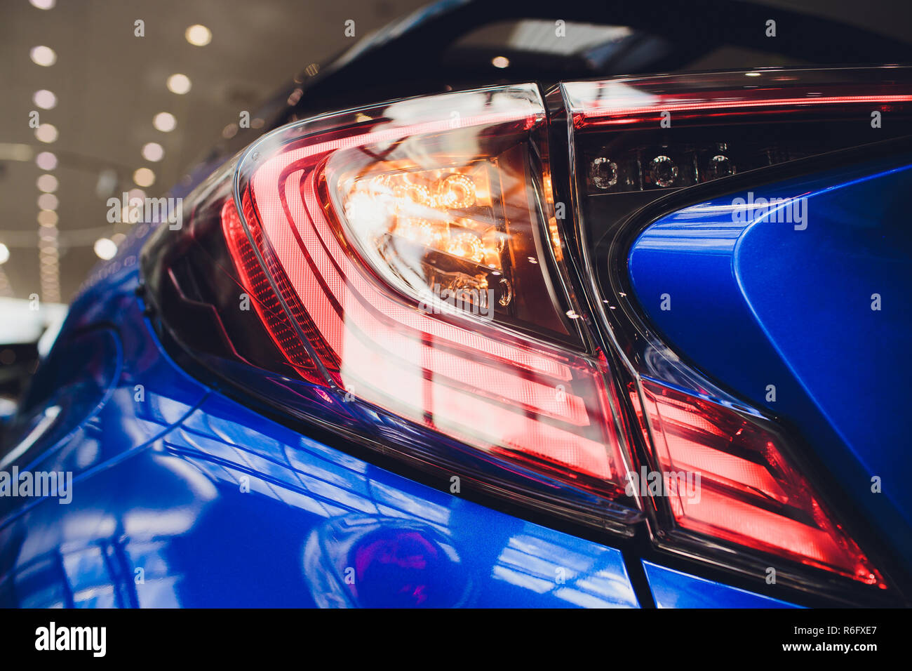 Closeup taillight on back blue hi-res stock photography and images - Alamy